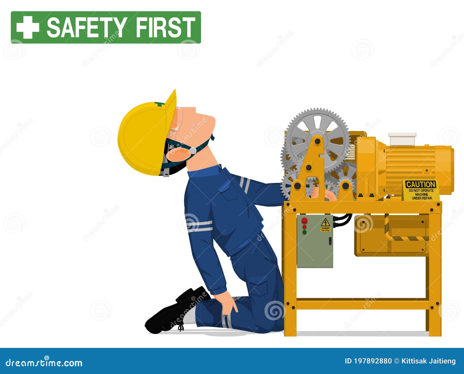 An Industrial Worker is Injured by Machine Stock Vector - Illustration ... An Industrial Worker is Injured by Machine Stock Vector - Illustration ...
