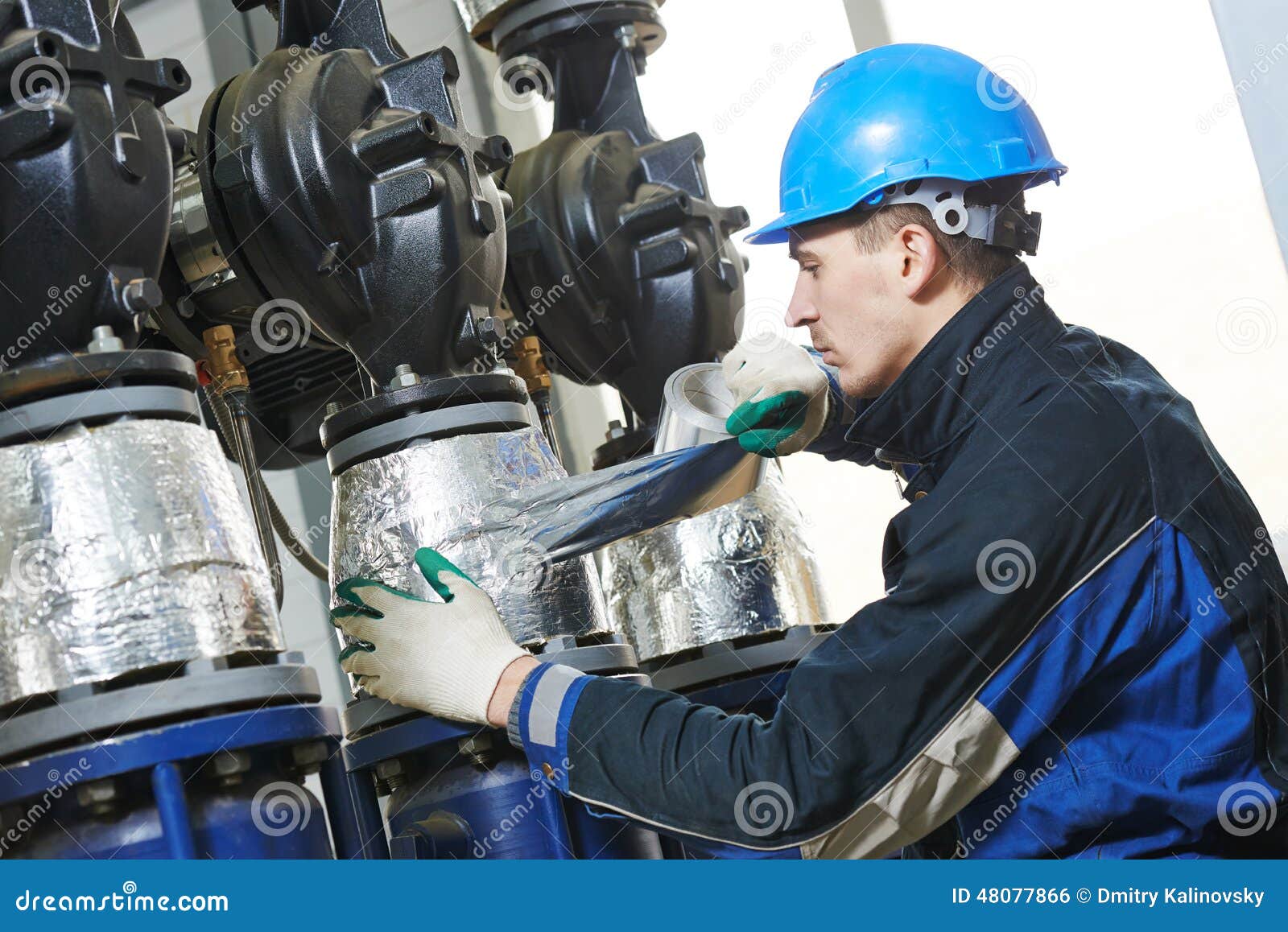 Industrial Worker at Insulation Work Stock Photo - Image of ...