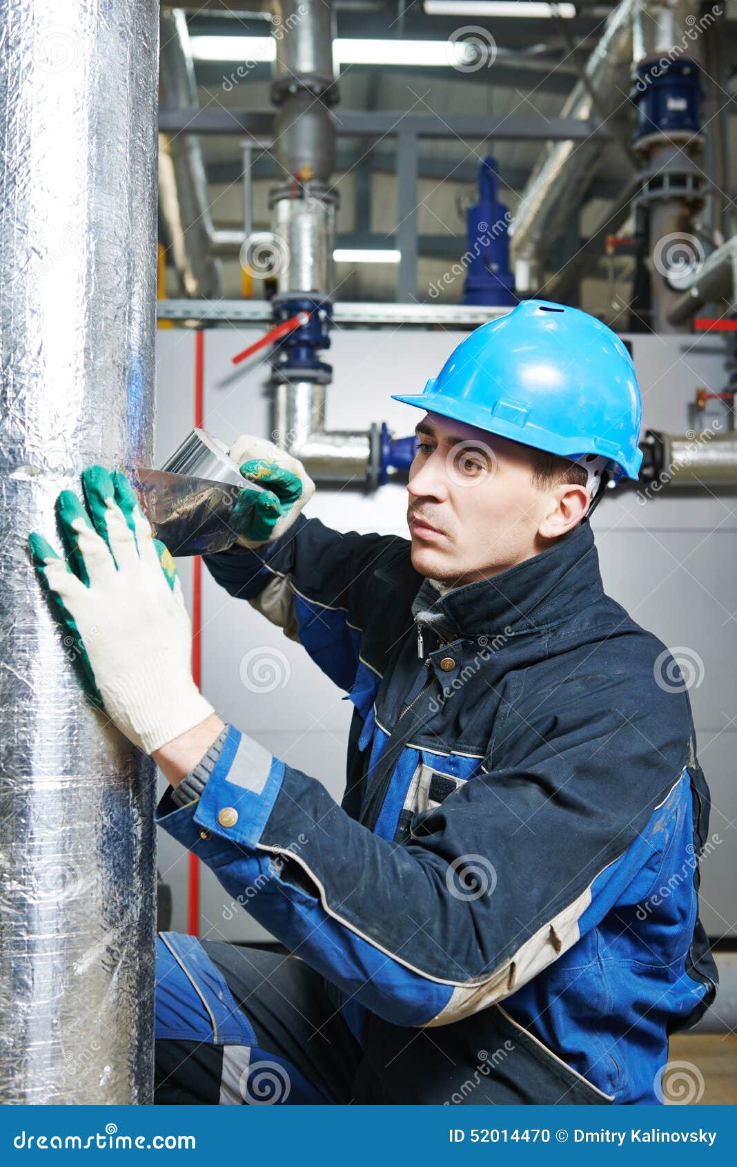 Industrial Worker at Insulation Work Stock Photo - Image of tube ...