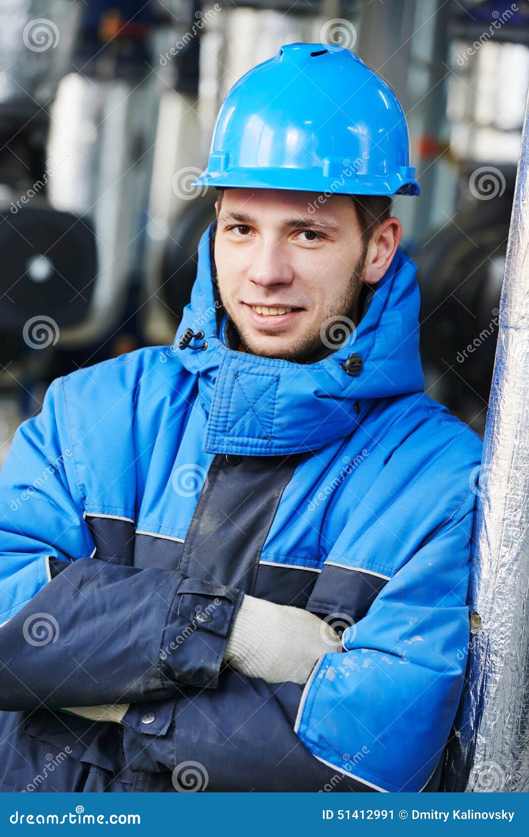 Industrial Worker at Insulation Work Stock Image - Image of material ...