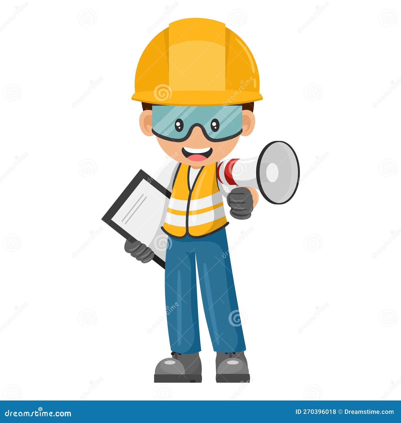 Engineer With Personal Protective Equipment And Icons, Safety ...