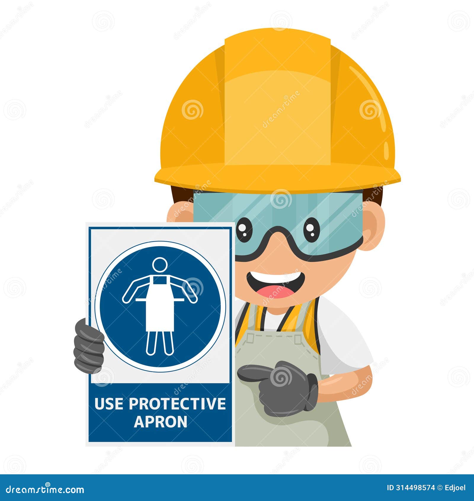 Industrial Worker with Mandatory Sign Use Protective Apron To Avoid ...