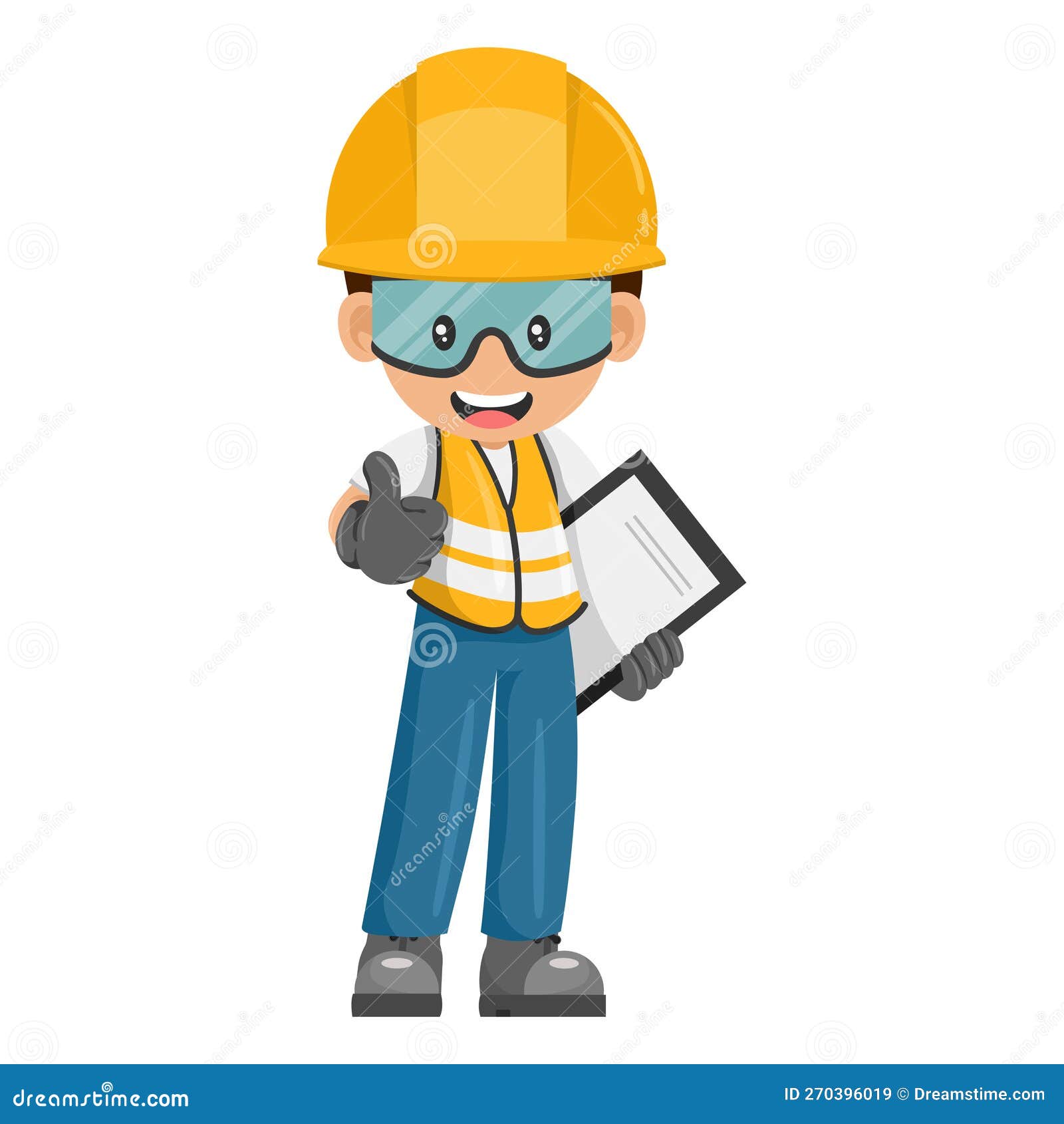 Industrial Worker with Notepad for Project Evaluation with Thumb Up ...