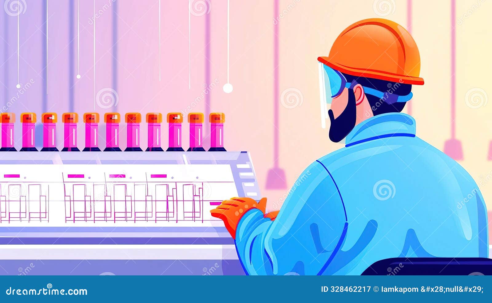 Industrial Worker Operating Machinery in a Factory Setting Stock ...