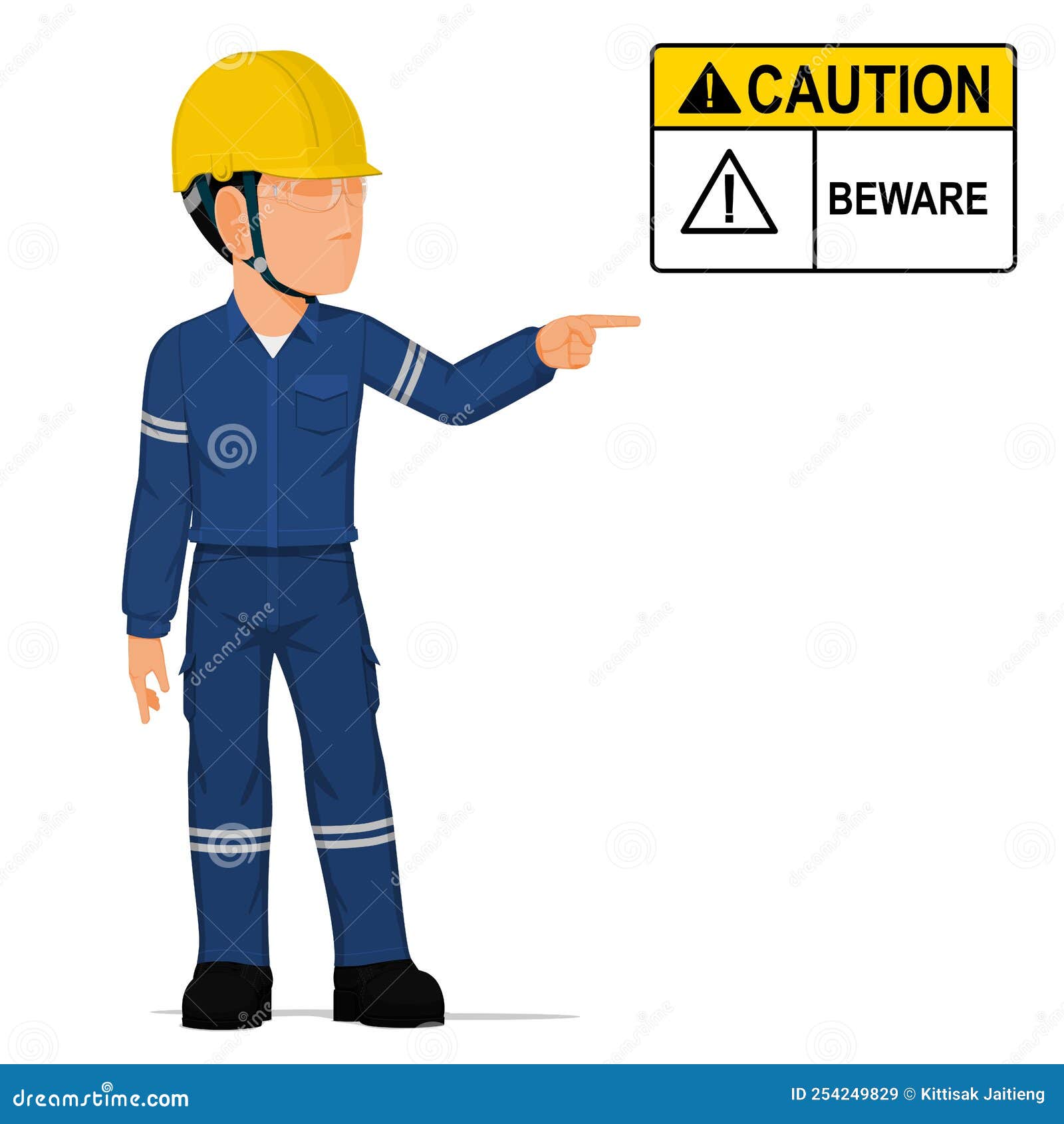An Industrial Worker is Pointing on White Background Stock Vector ...