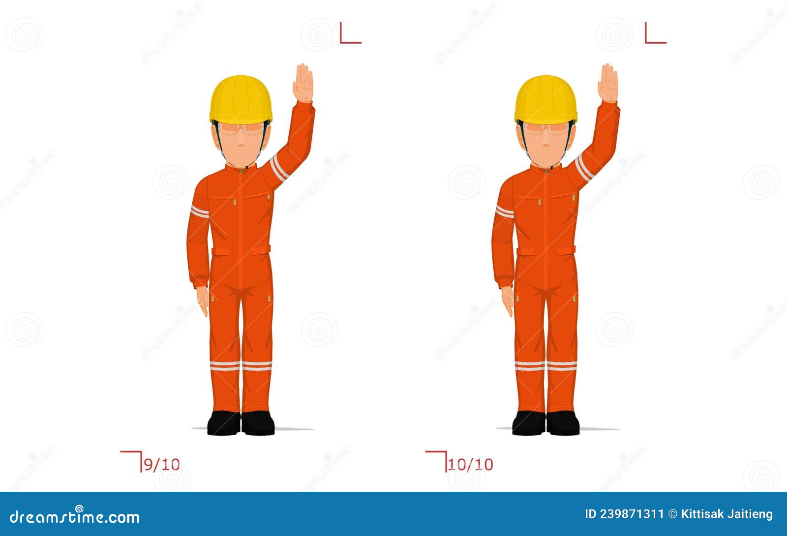 An Industrial Worker is Raising Hand Stock Vector - Illustration of ...
