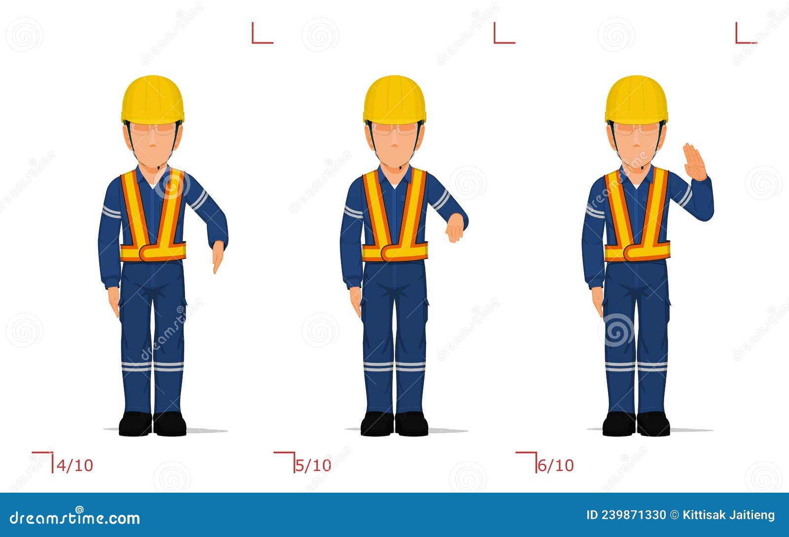 An Industrial Worker is Raising Hand Stock Vector - Illustration of ...