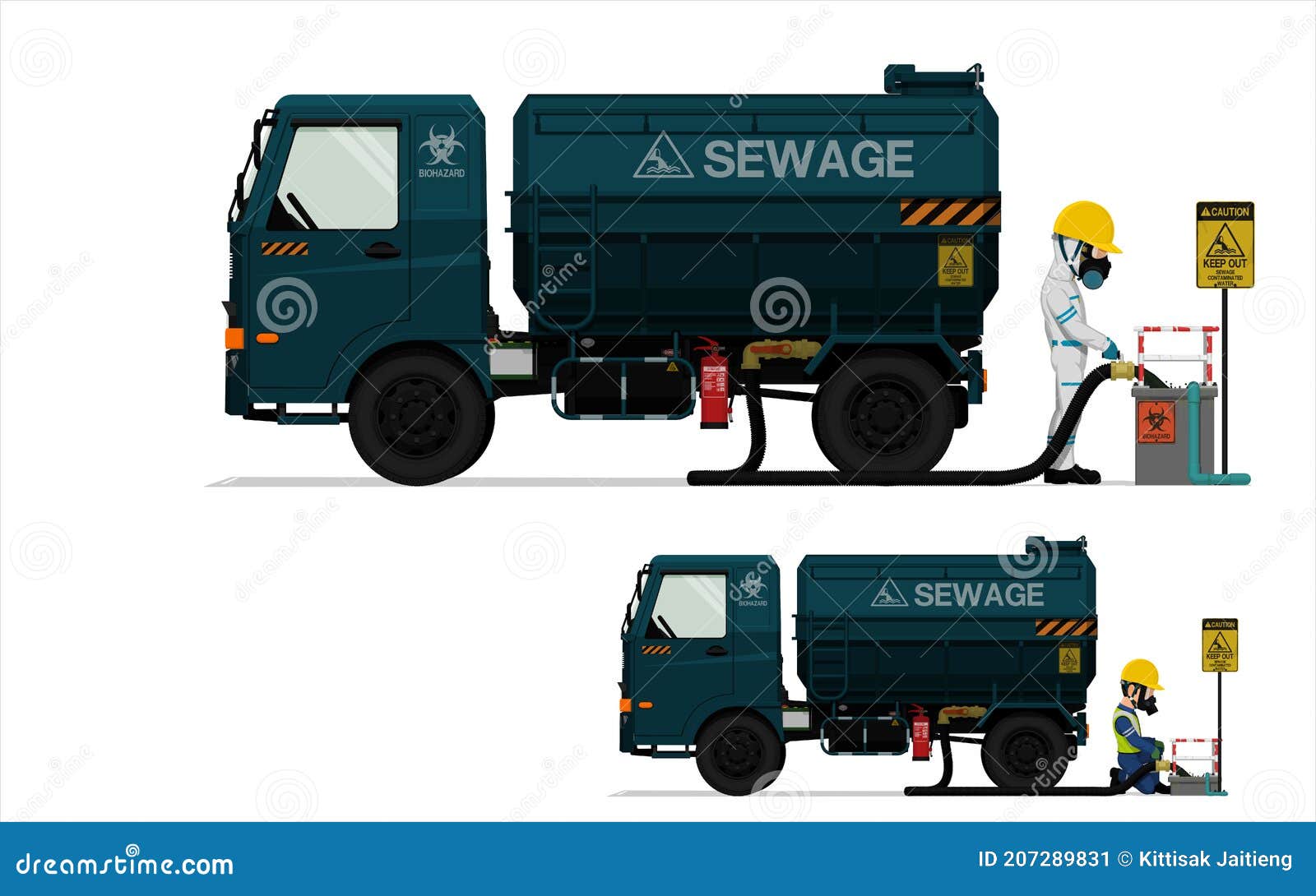 An Industrial Worker is Releasing Sewage on White Background Stock ...