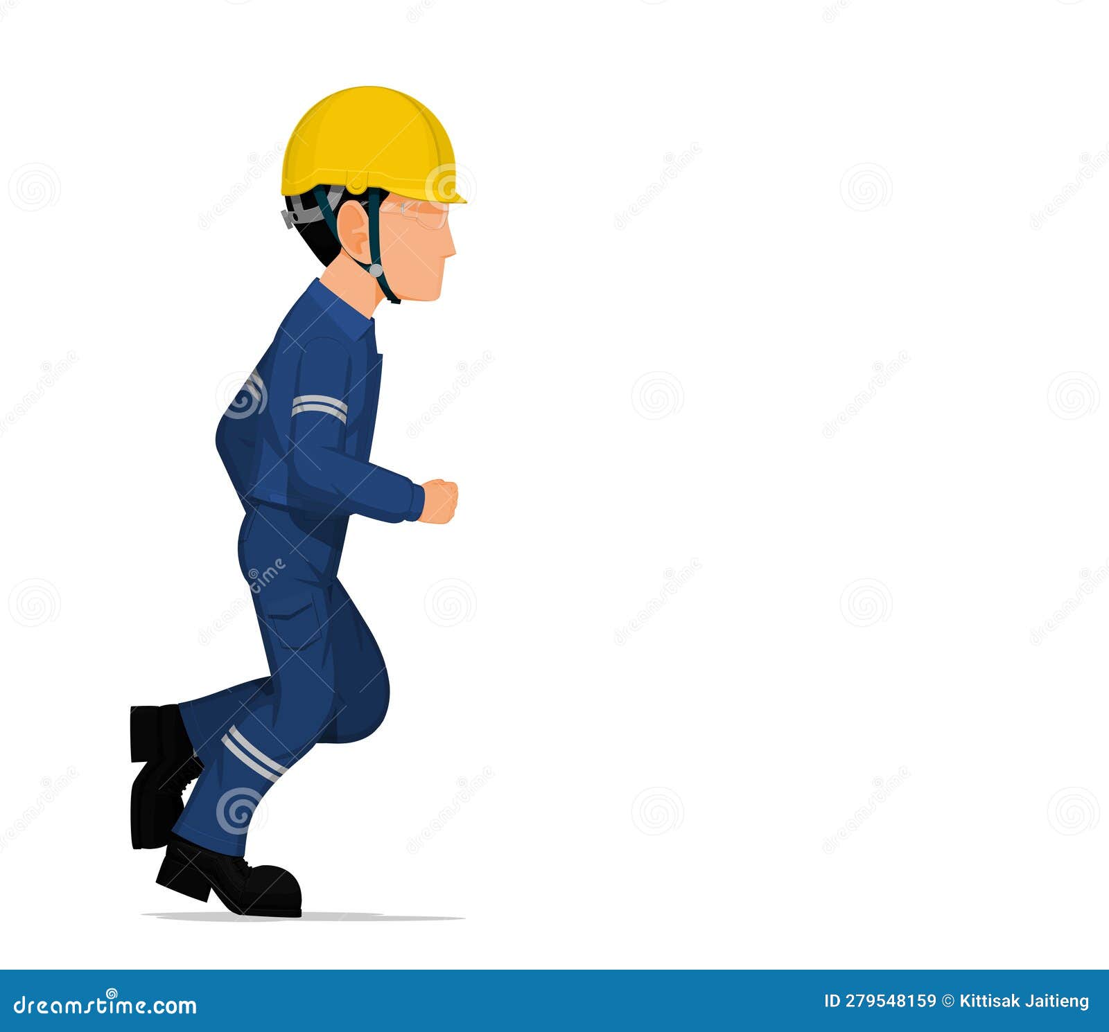 An Industrial Worker is Running on White Background Stock Vector ...