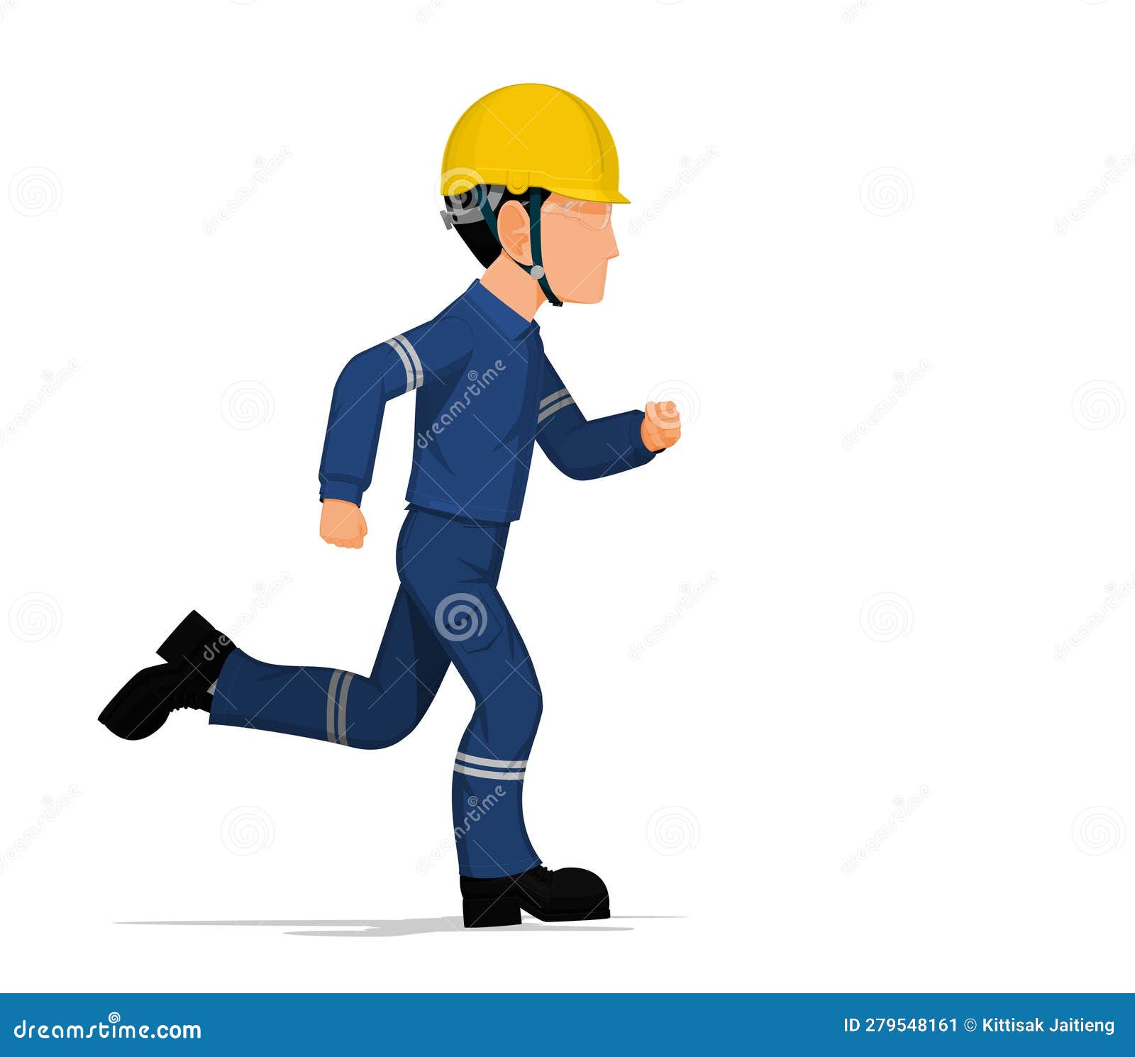 An Industrial Worker is Running on White Background Stock Vector ...