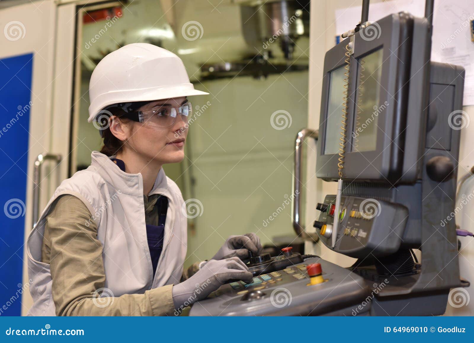 Industrial Worker Setting Up Machine in Metallurgic Industry Stock ...