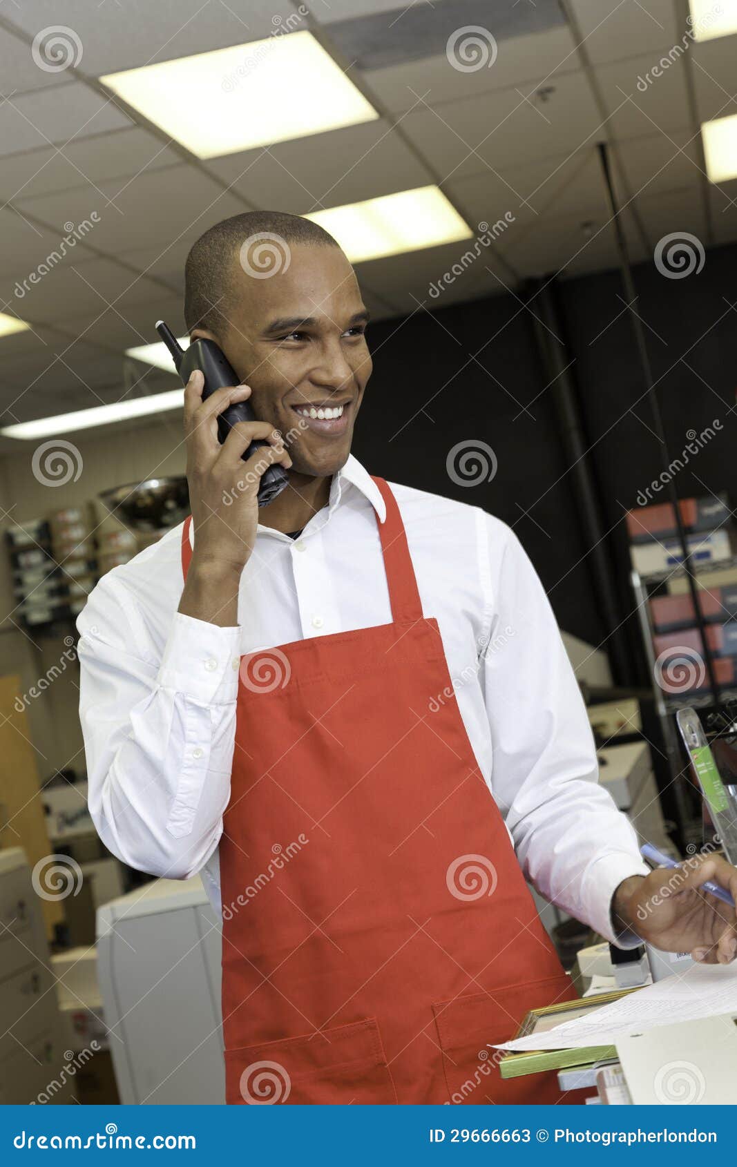 Industrial Worker Talking on Phone Stock Image - Image of apron ...