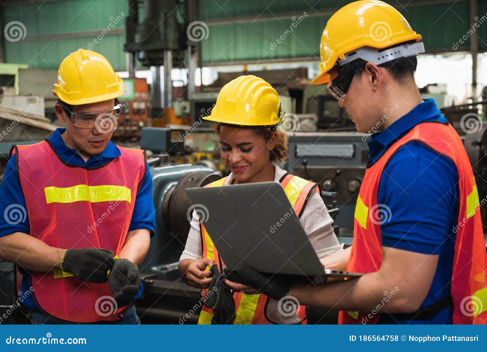 The Industrial Worker Team is Working on Various Projects in a Large ...