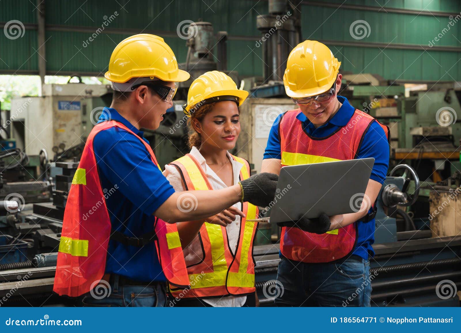The Industrial Worker Team is Working on Various Projects in a Large ...