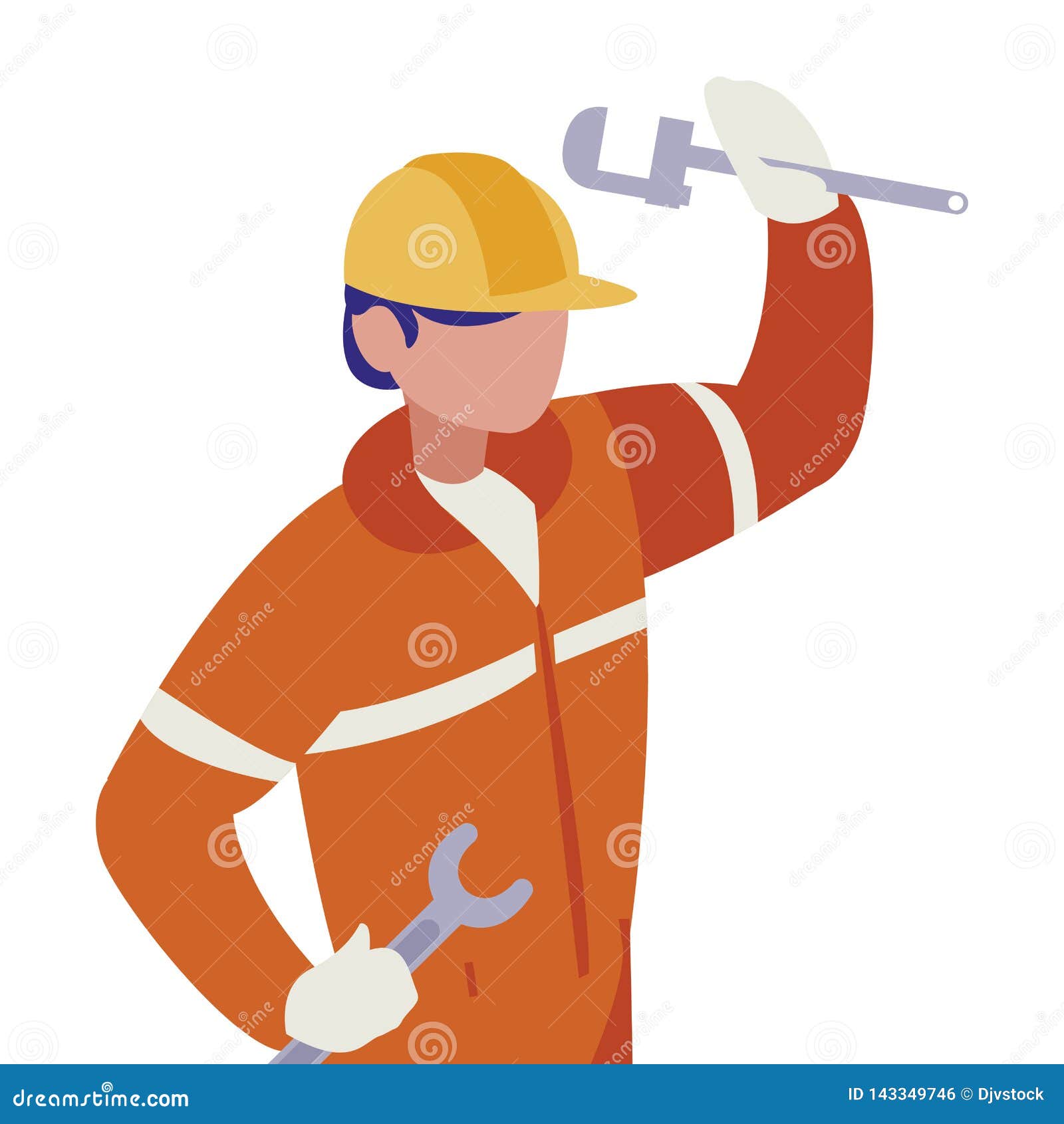 Industrial Worker with Tools Avatar Character Stock Illustration ...