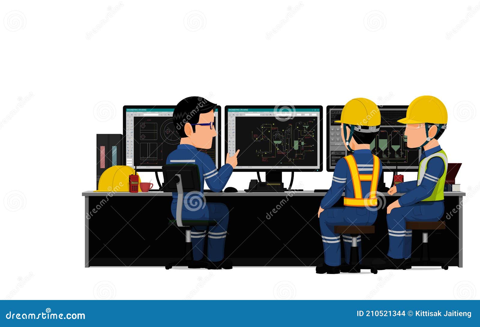 An Industrial Worker is Training His Trainees about Operation Process ...