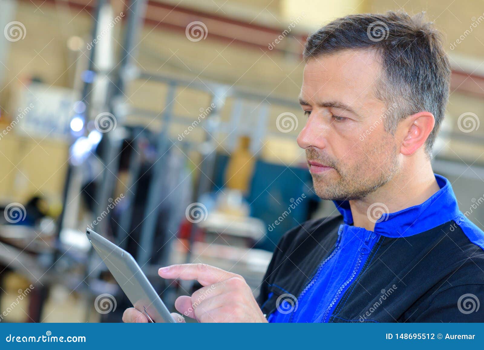 Industrial Worker Using Tablet Stock Photo - Image of device, engineer ...