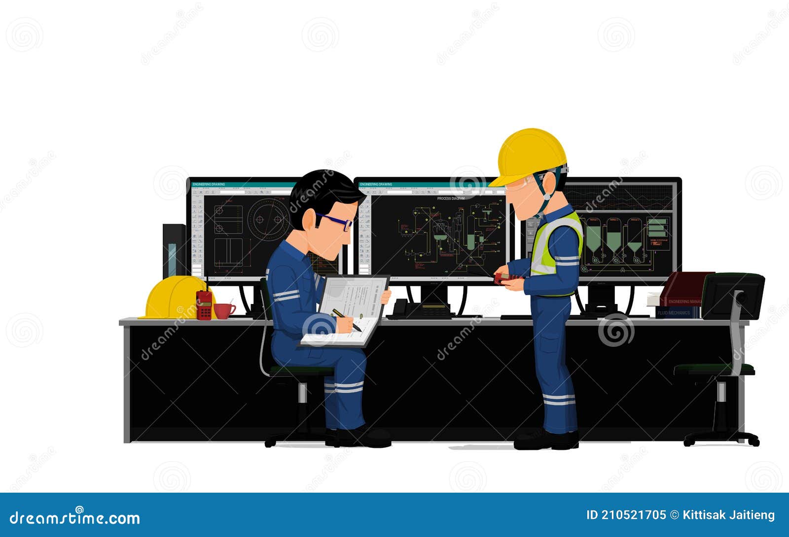 An Industrial Worker is Waiting for Some Document from His Colleague ...