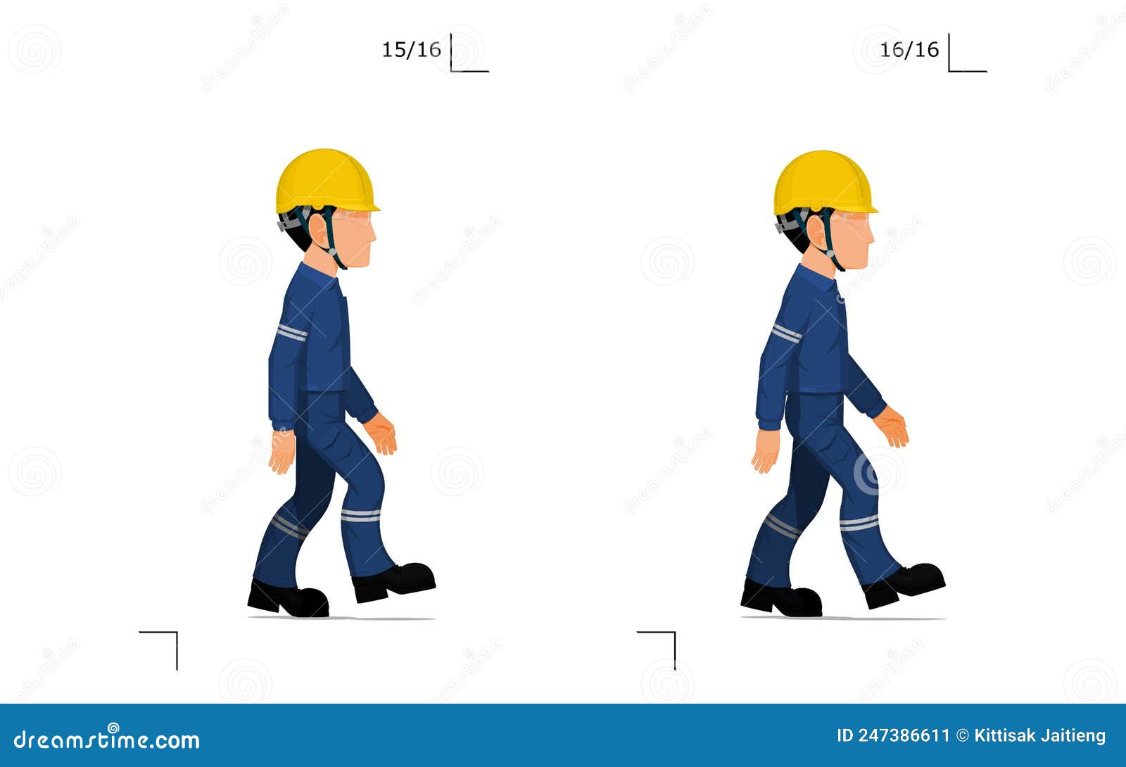 An Industrial Worker is Walking on White Background Stock Vector ...