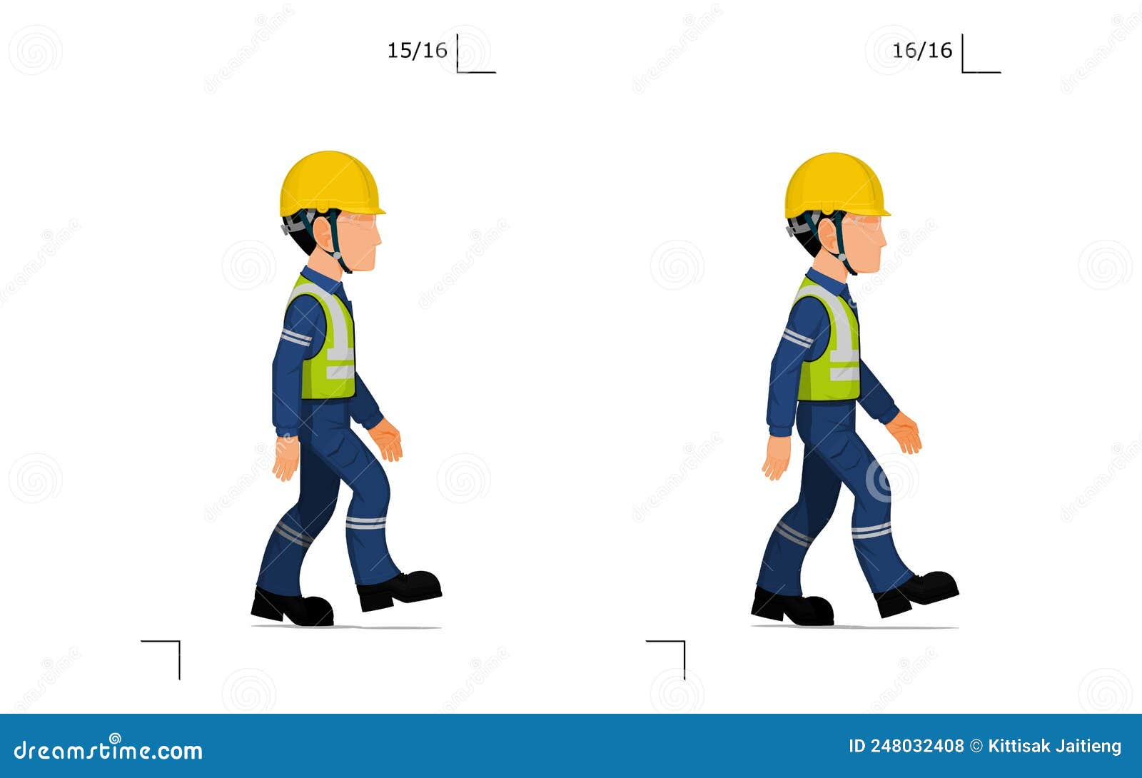 An Industrial Worker is Walking on White Background Stock Vector ...