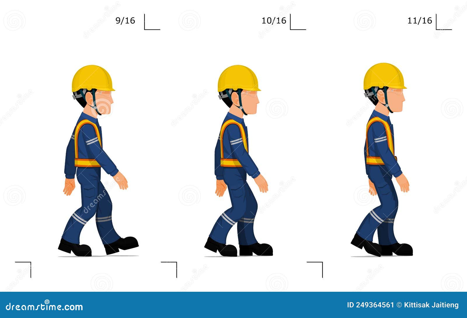 An Industrial Worker is Walking on White Background Stock Vector ...
