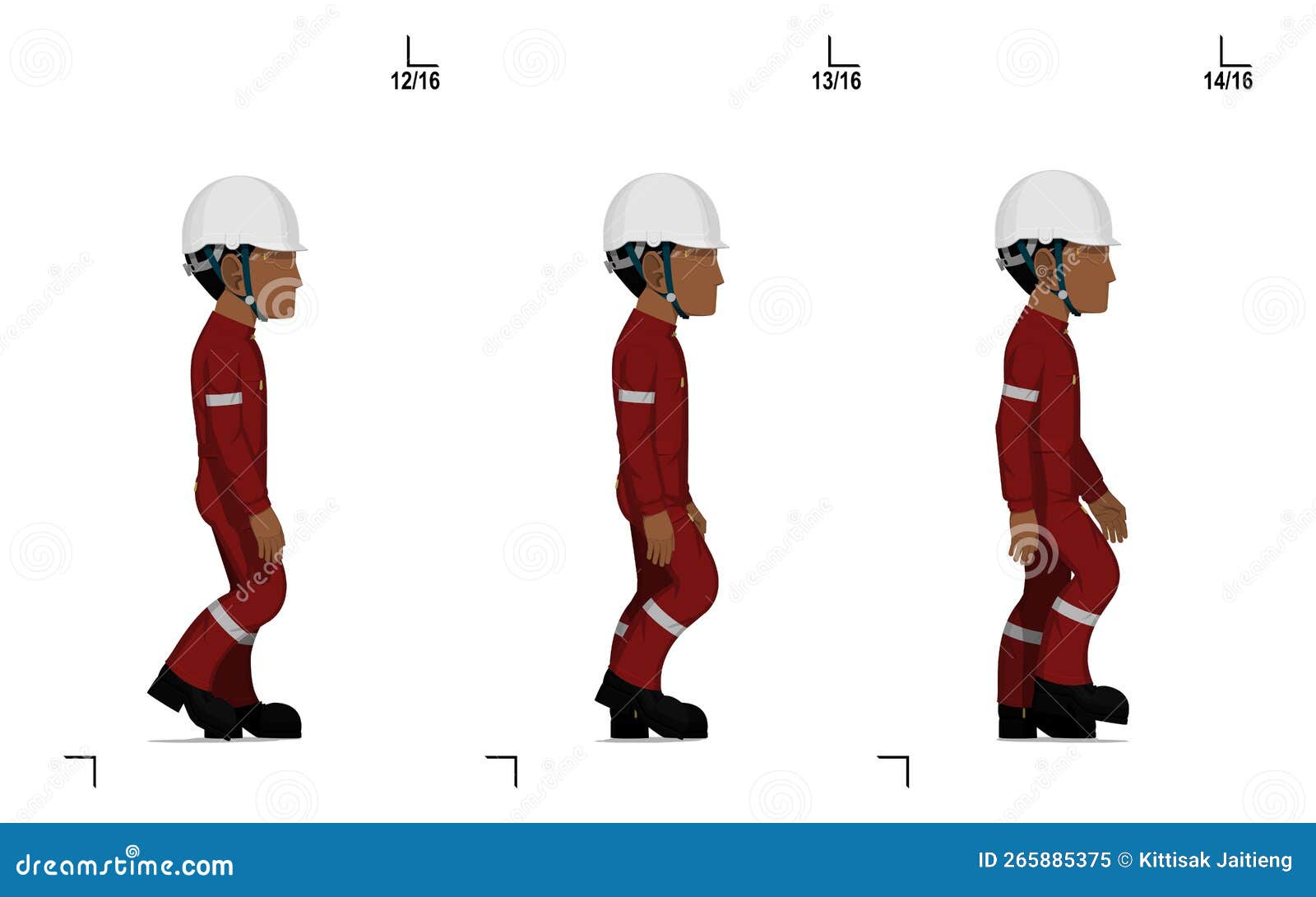 An Industrial Worker is Walking on White Background Frame7-8 of 16 ...