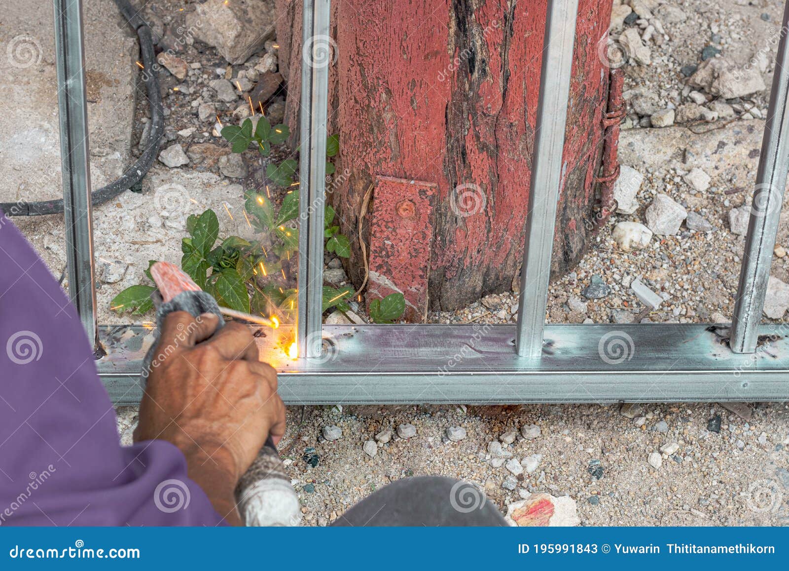 Industrial Worker Welding Steel for Infrastructure Building. Stock ...
