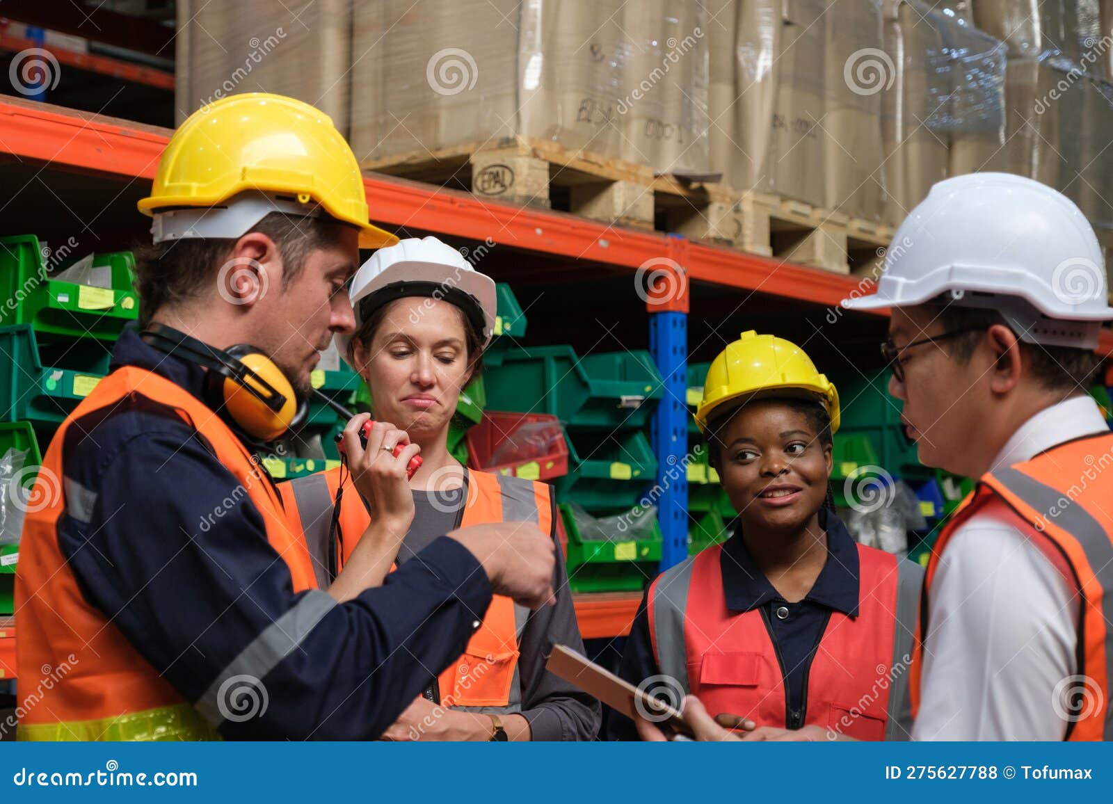 Industrial Worker Working at Warehouse Factory Stock Photo - Image of ...