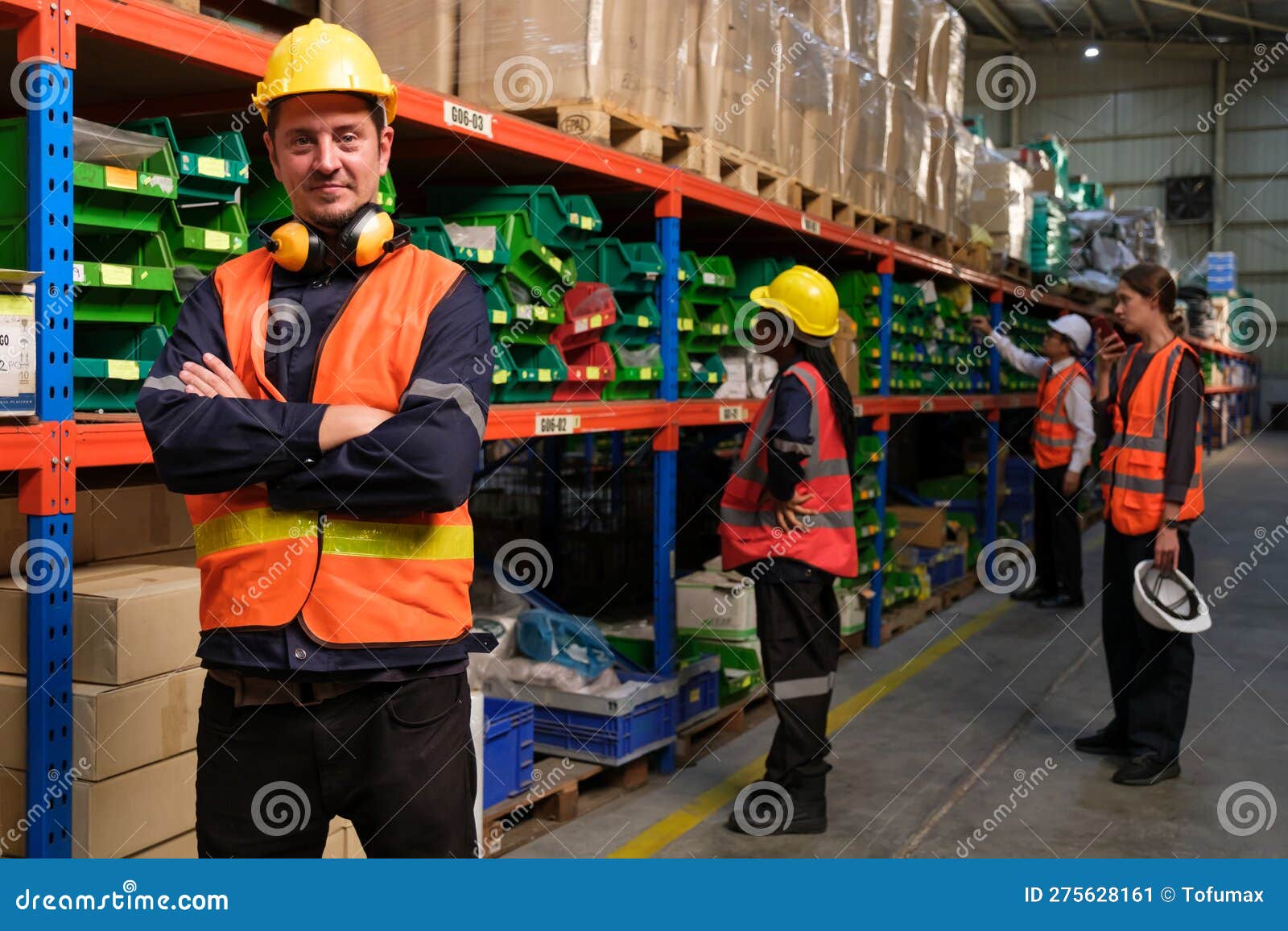 Industrial Worker Working at Warehouse Factory Stock Image - Image of ...
