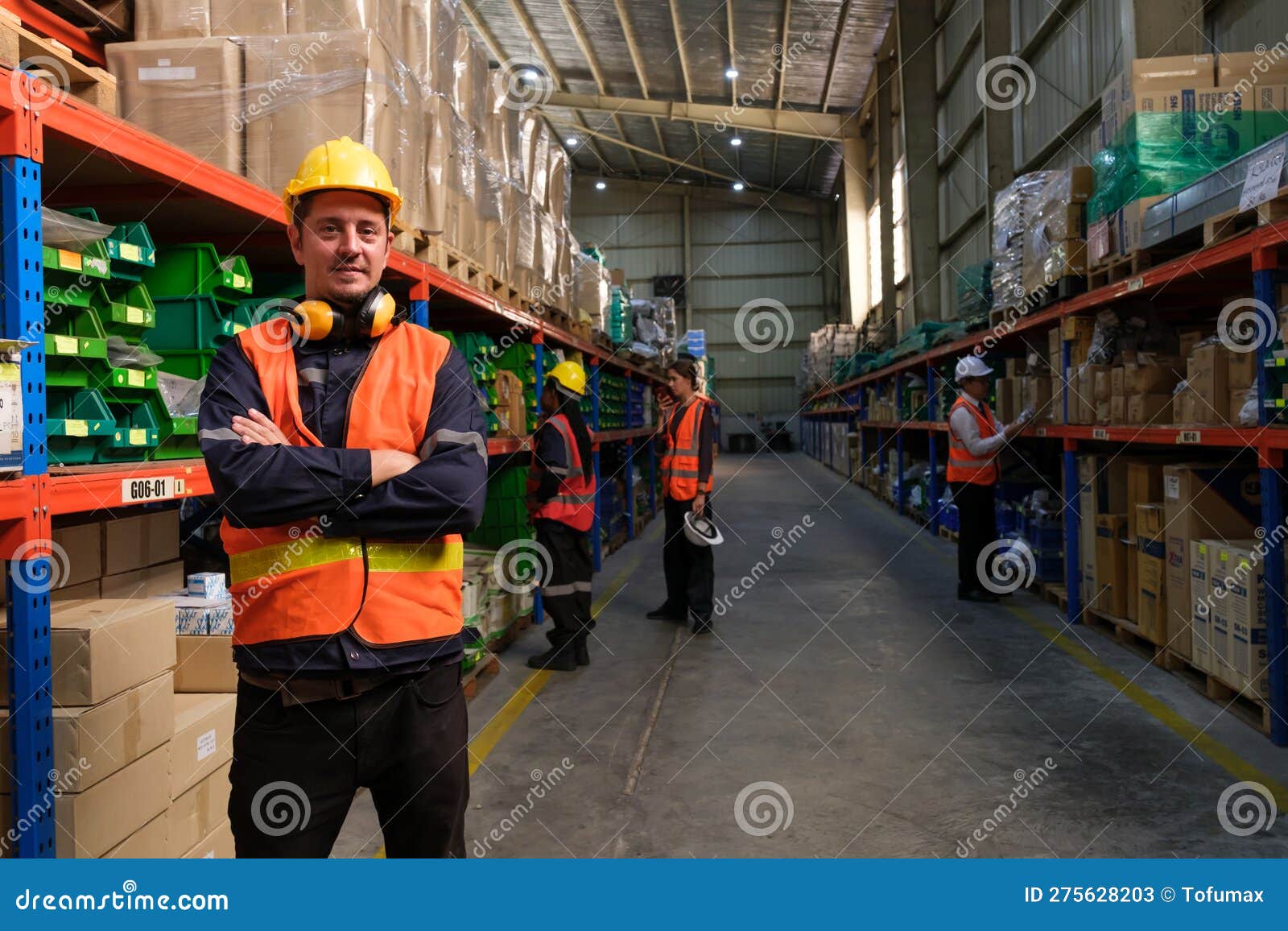 Industrial Worker Working at Warehouse Factory Stock Image - Image of ...