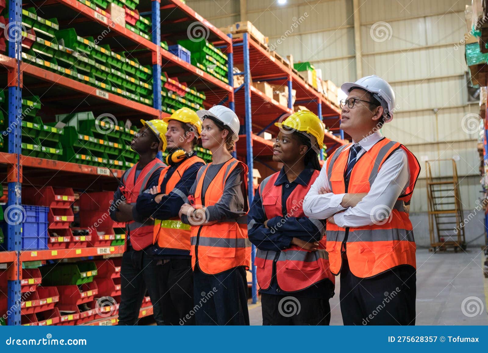 Industrial Worker Working at Warehouse Factory Stock Image - Image of ...