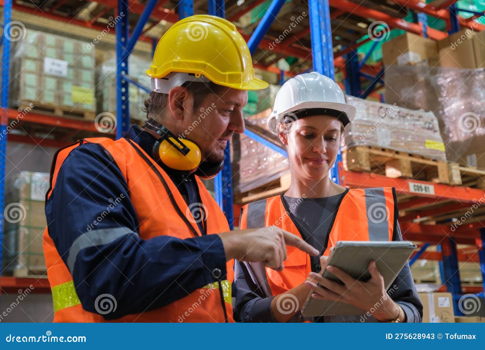 Industrial Worker Working at Warehose Factory Stock Image - Image of ...
