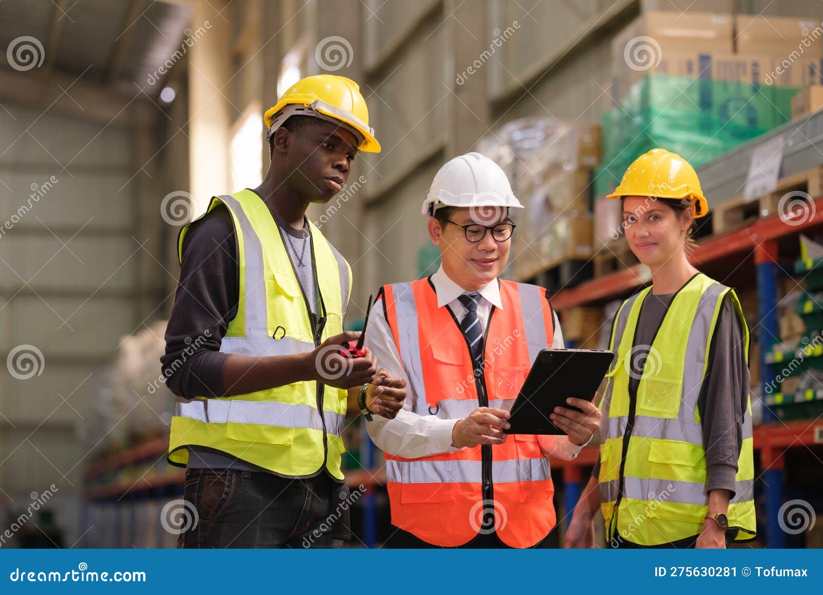 Industrial Worker Working at Warehose Factory Stock Image - Image of ...