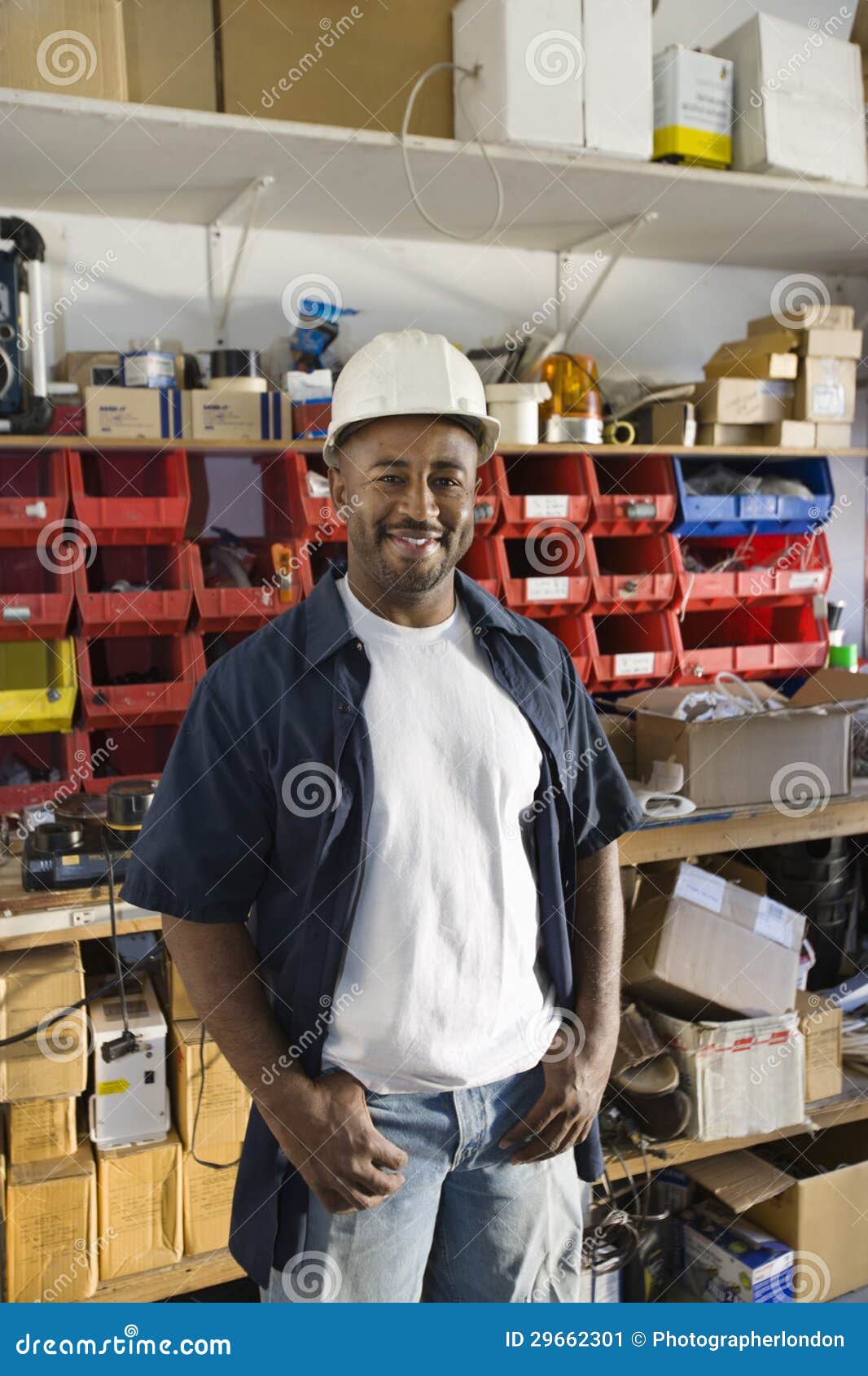 Industrial Worker at Workplace Stock Image - Image of industry, hardhat ...