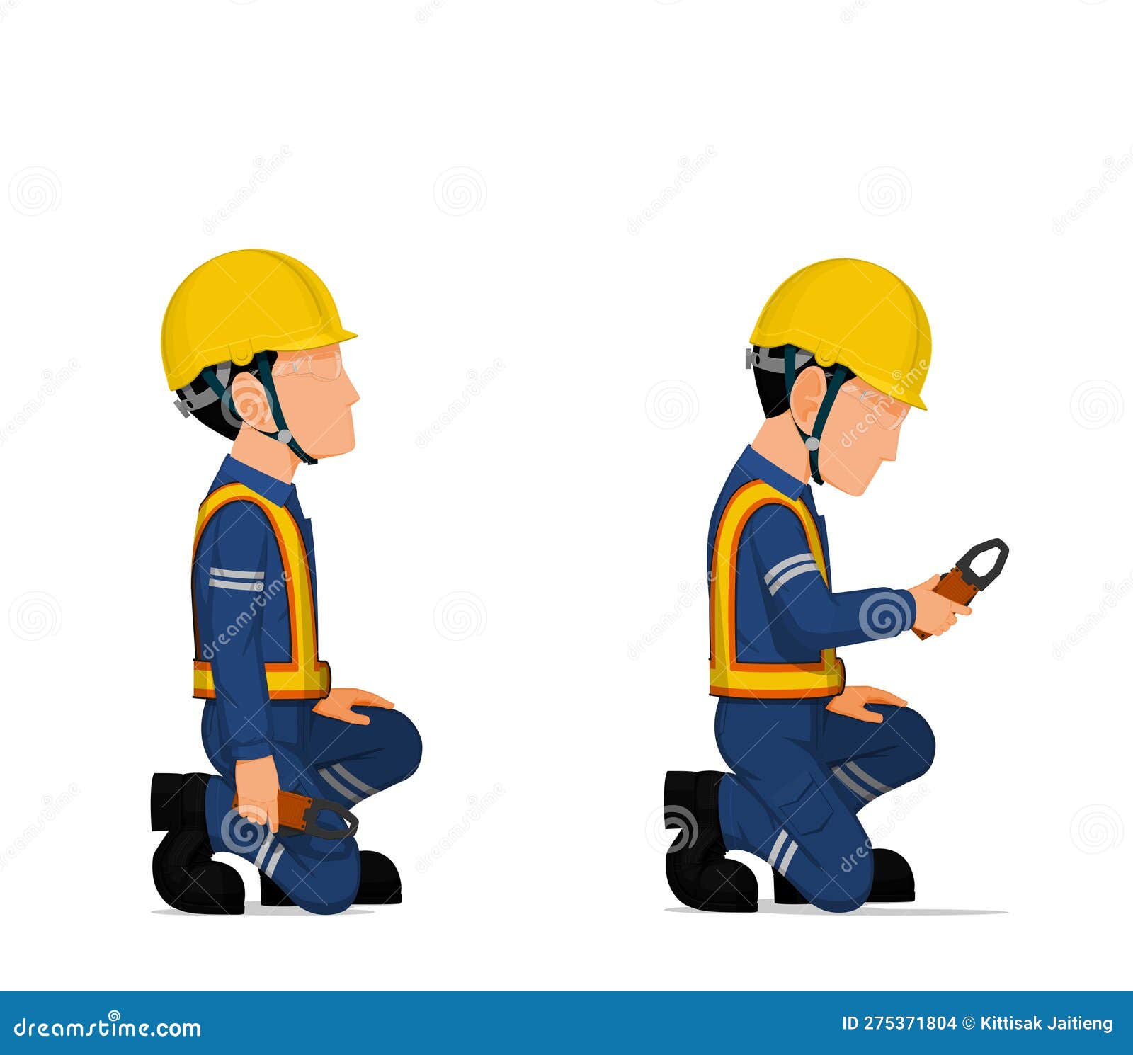 Industrial Workers Use Screwdriver Tester To Measuring Electric Current ...