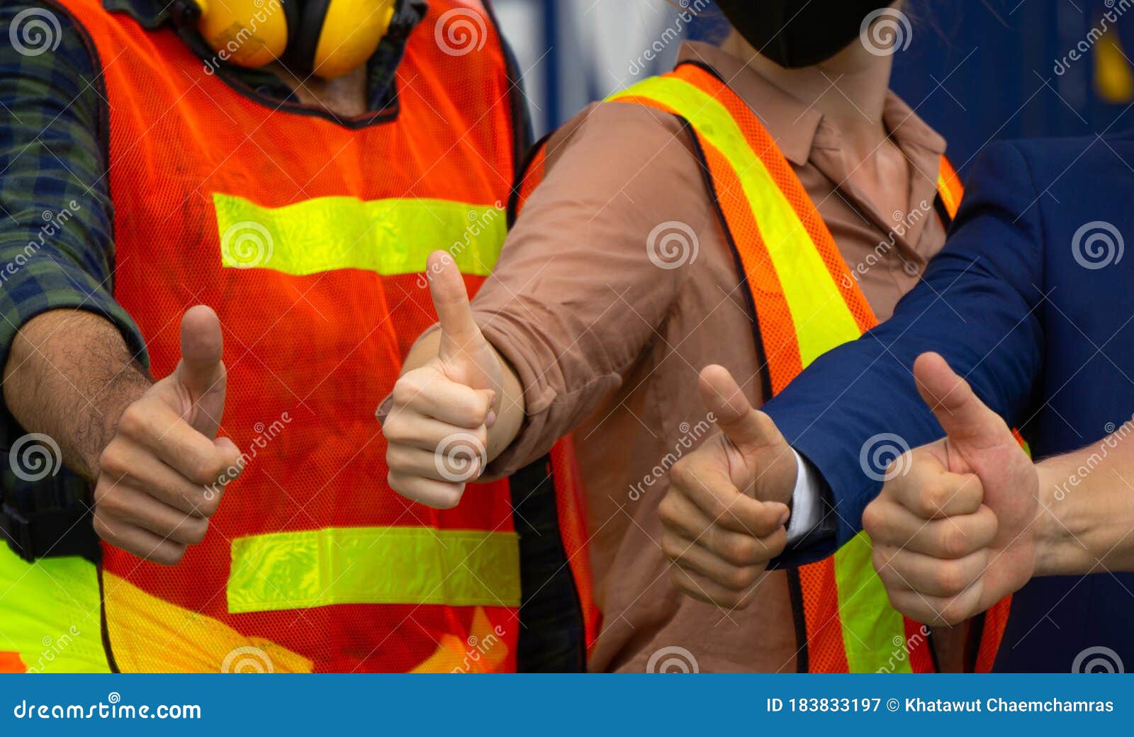 Industrial Workers or Engineers Thumbs Up Stock Image - Image of ...