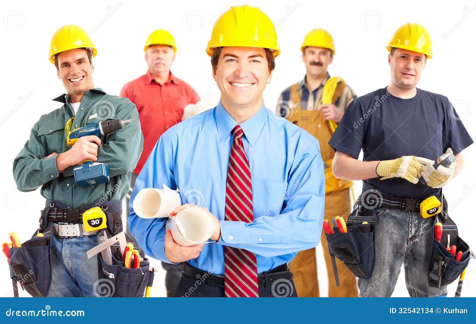 Industrial workers group. stock photo. Image of carpenter - 32542134