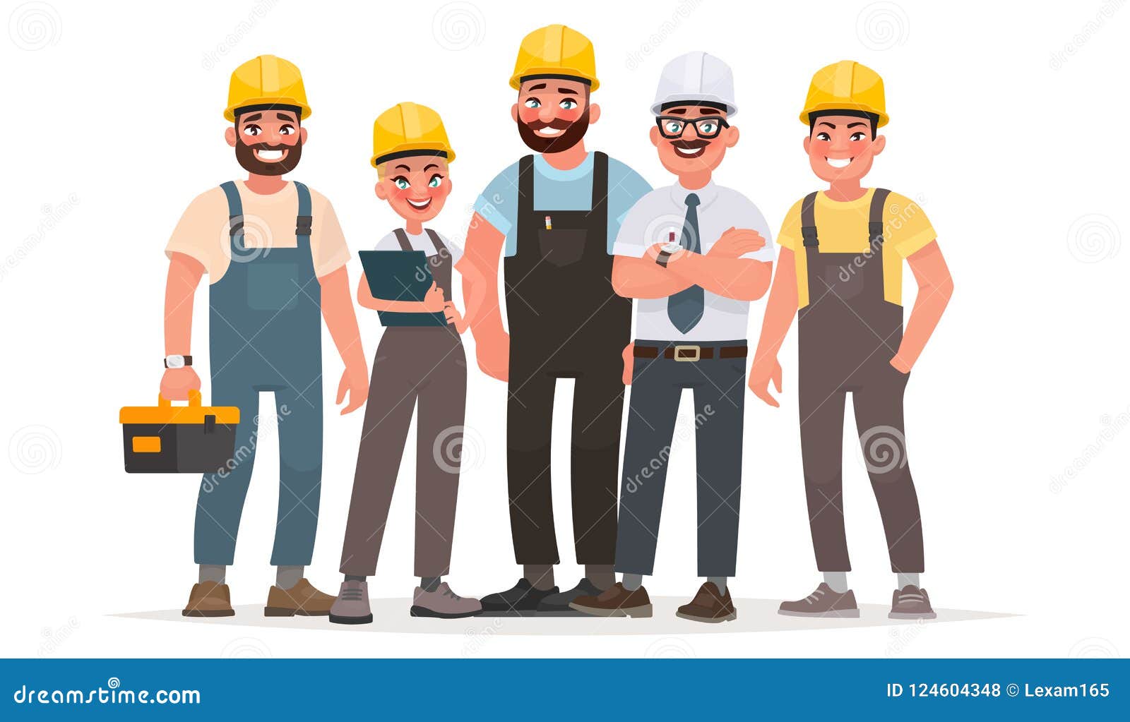Industrial Workers. Team of Builders Stock Illustration - Illustration ...