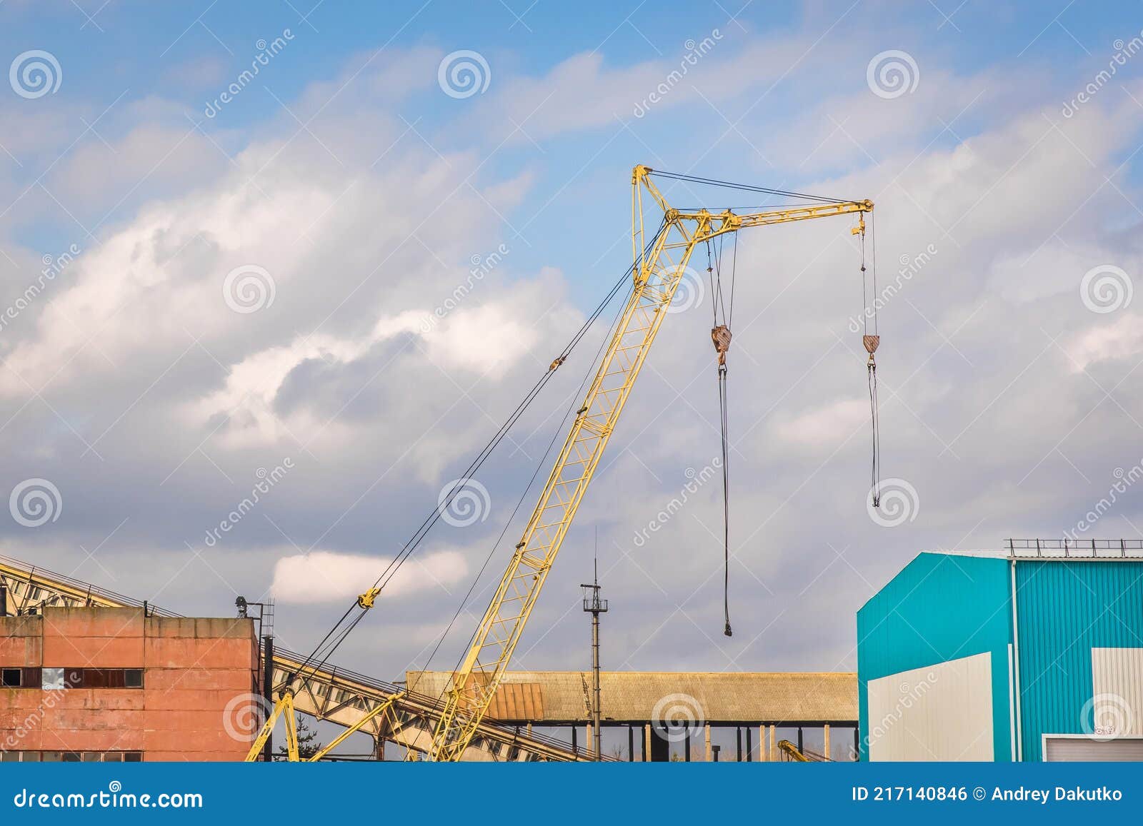 Industrial Zone, Construction Site with Auto Crane Work Outdoor Stock ...