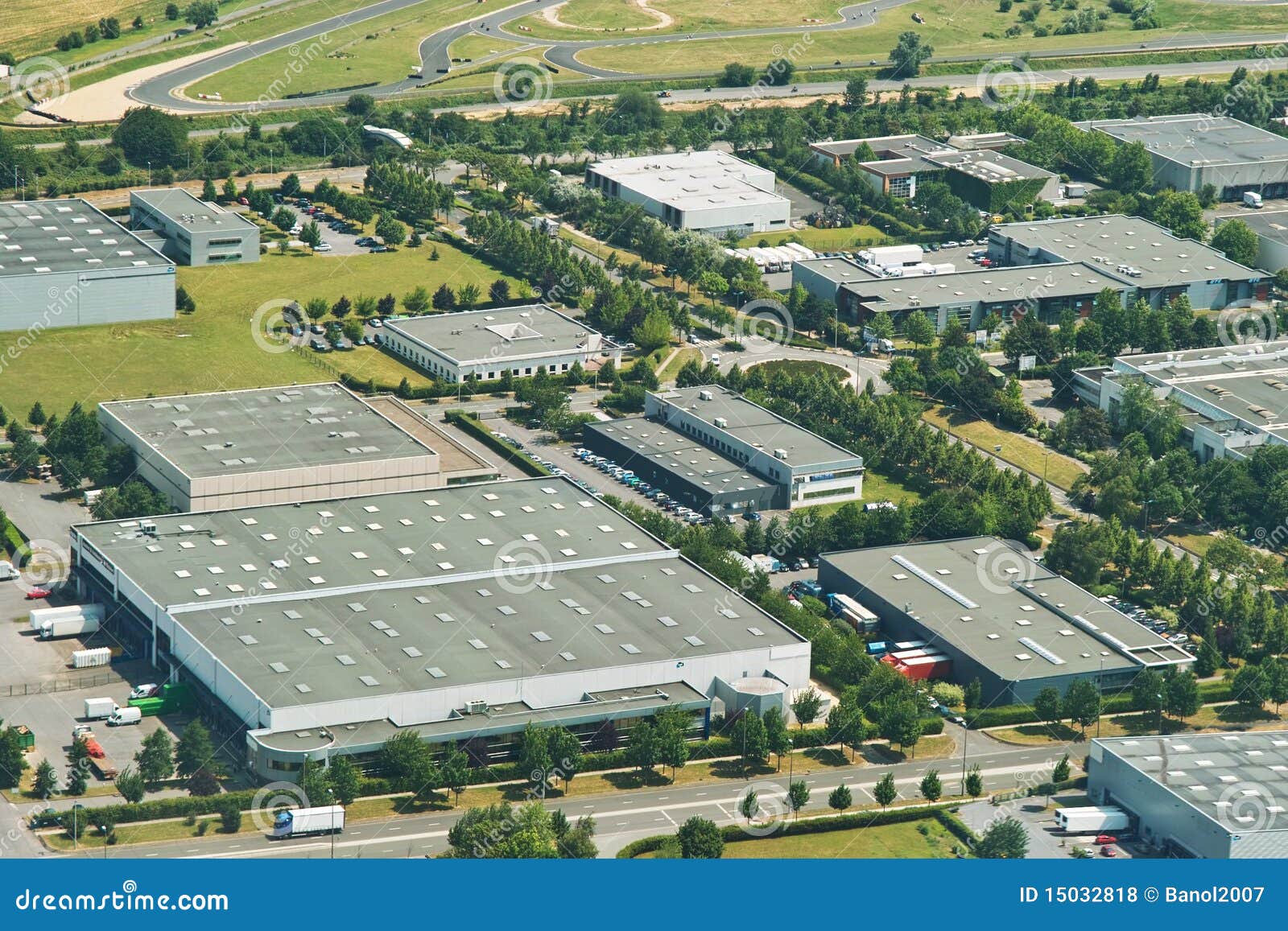 Industrial Zone, Green Environment. Stock Photo - Image of buildings ...