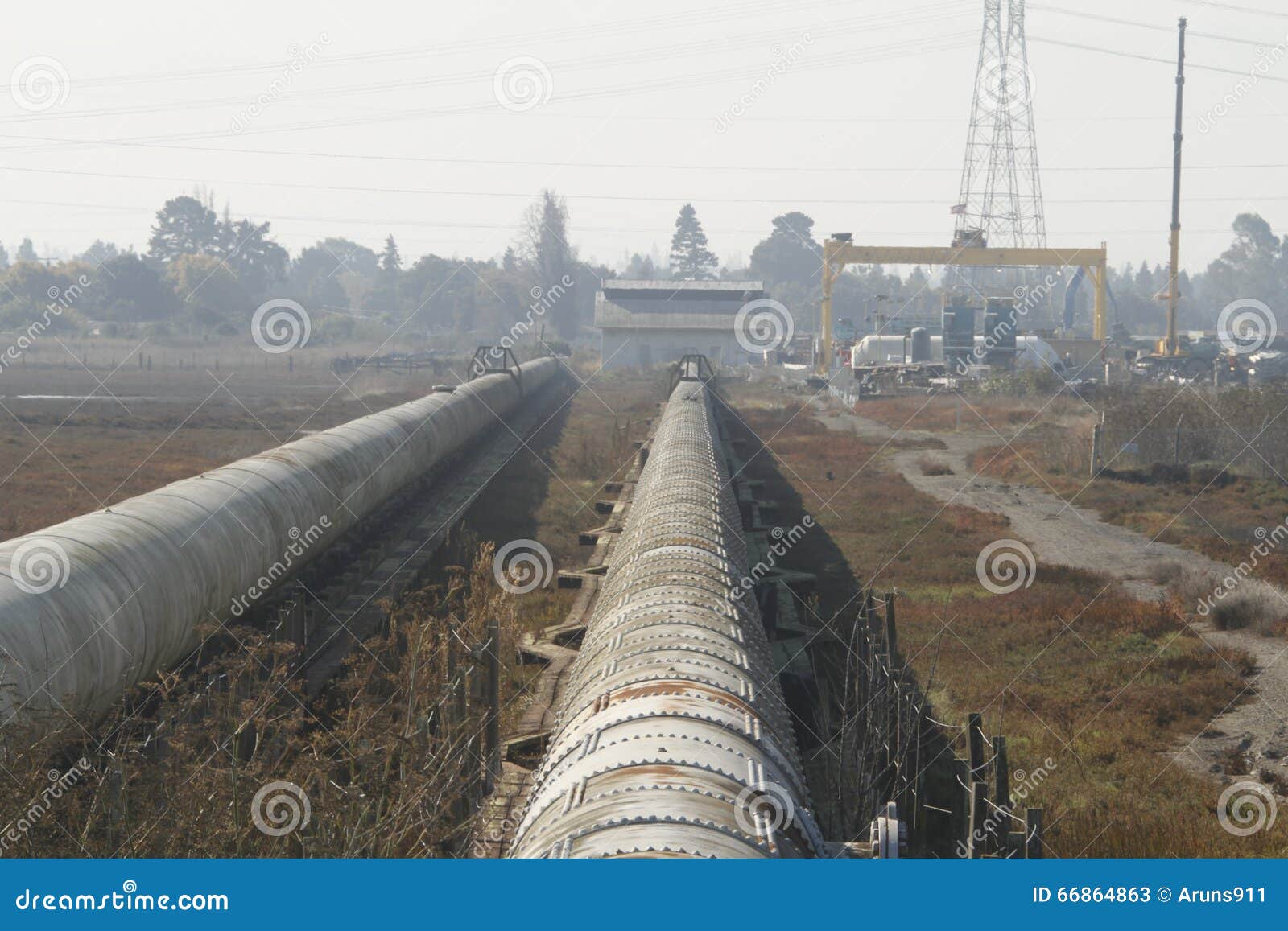 Industrial Zone - Water Pipeline Stock Image - Image of marsh, brown ...