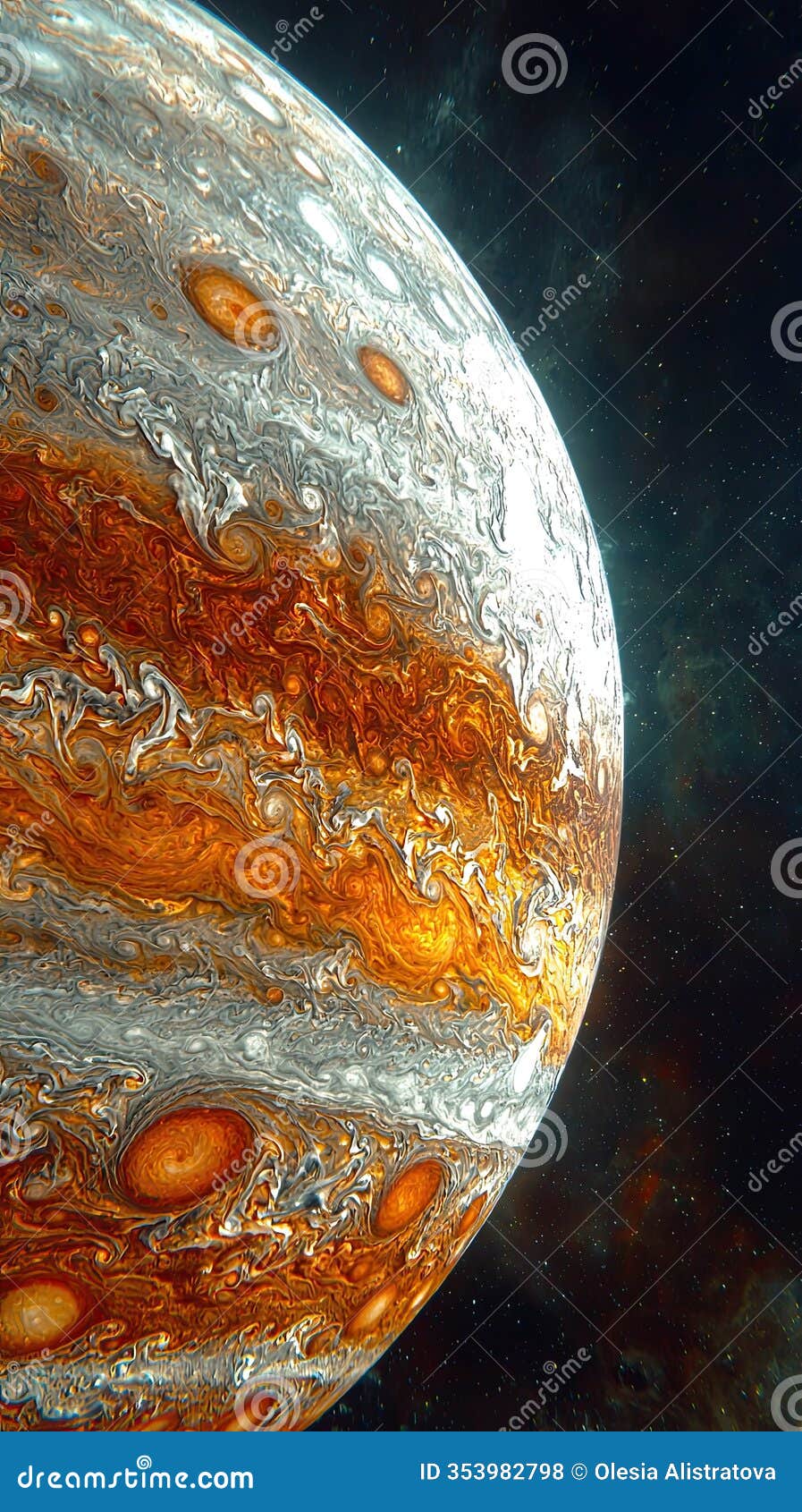 Close-up of Jupiter S Swirling Clouds and Stormy Atmosphere Stock ...