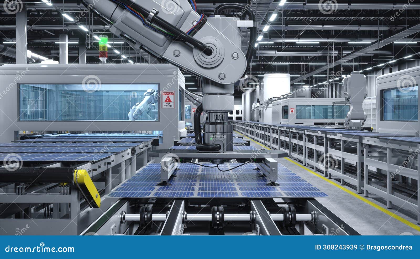 Manufacturing Facility Producing PV Cells for Energy Industry, 3D ...