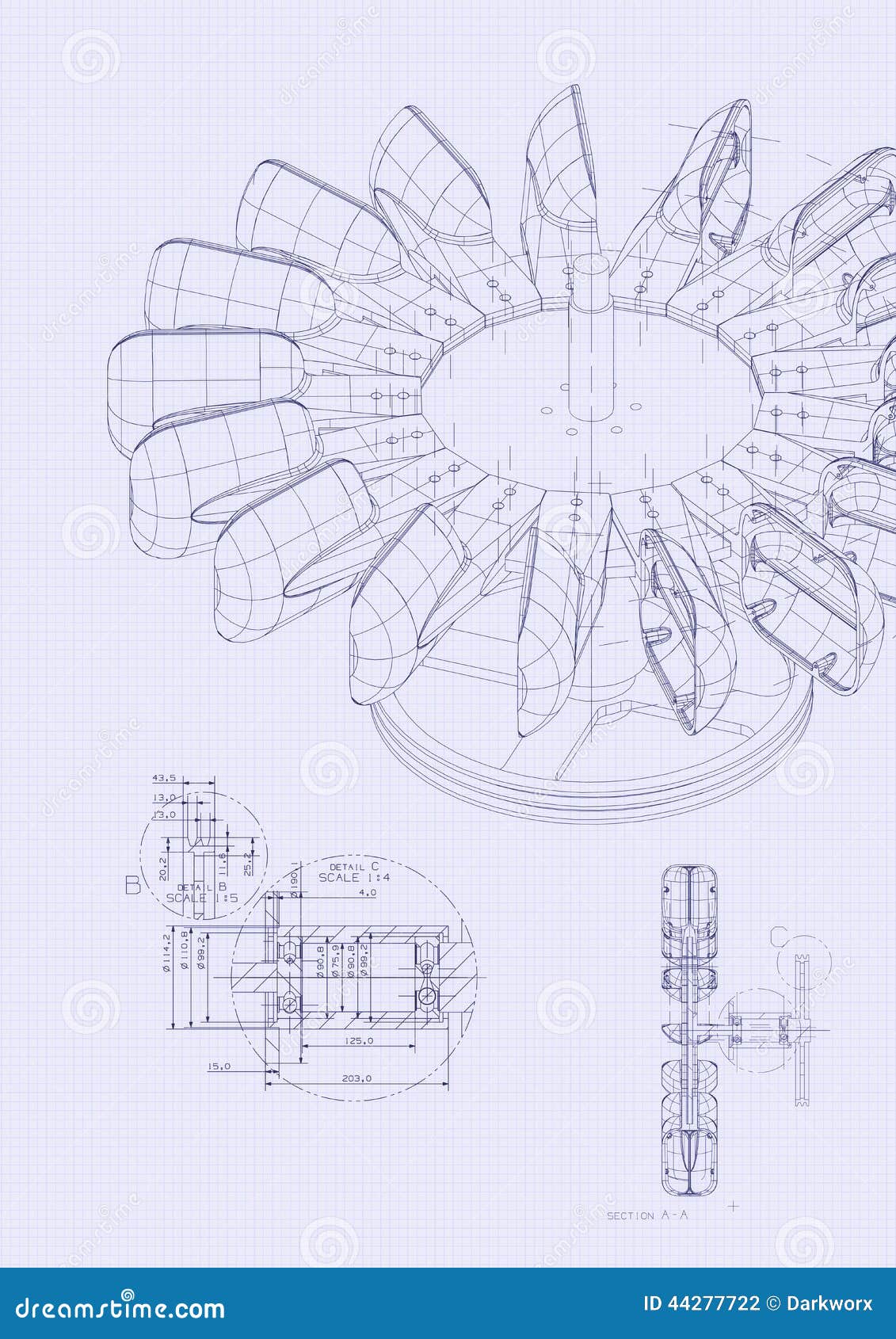 Industriell ritning arkivfoto. Bild av stängning, modell - 44277722
