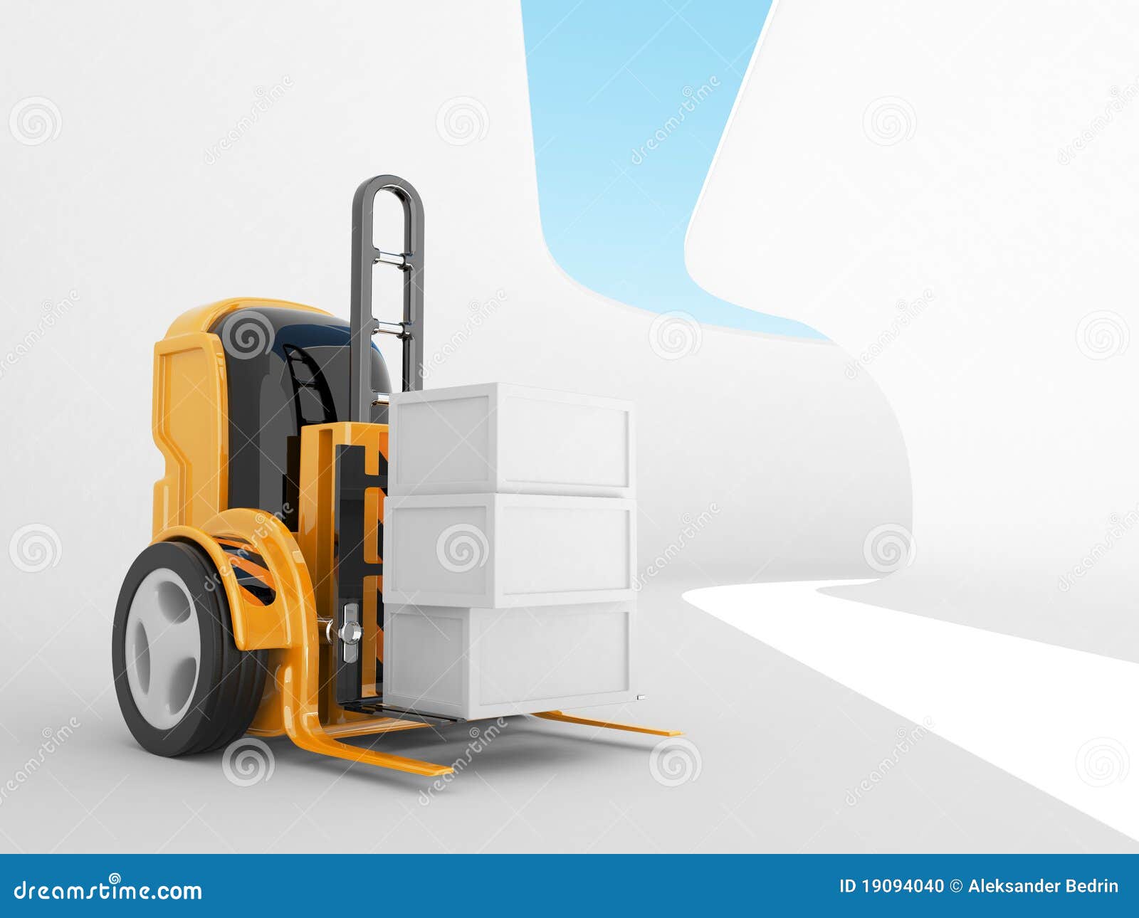 Industrieller Gabelstapler Mit Eingabe. Roboter 3d Stock Abbildung ...