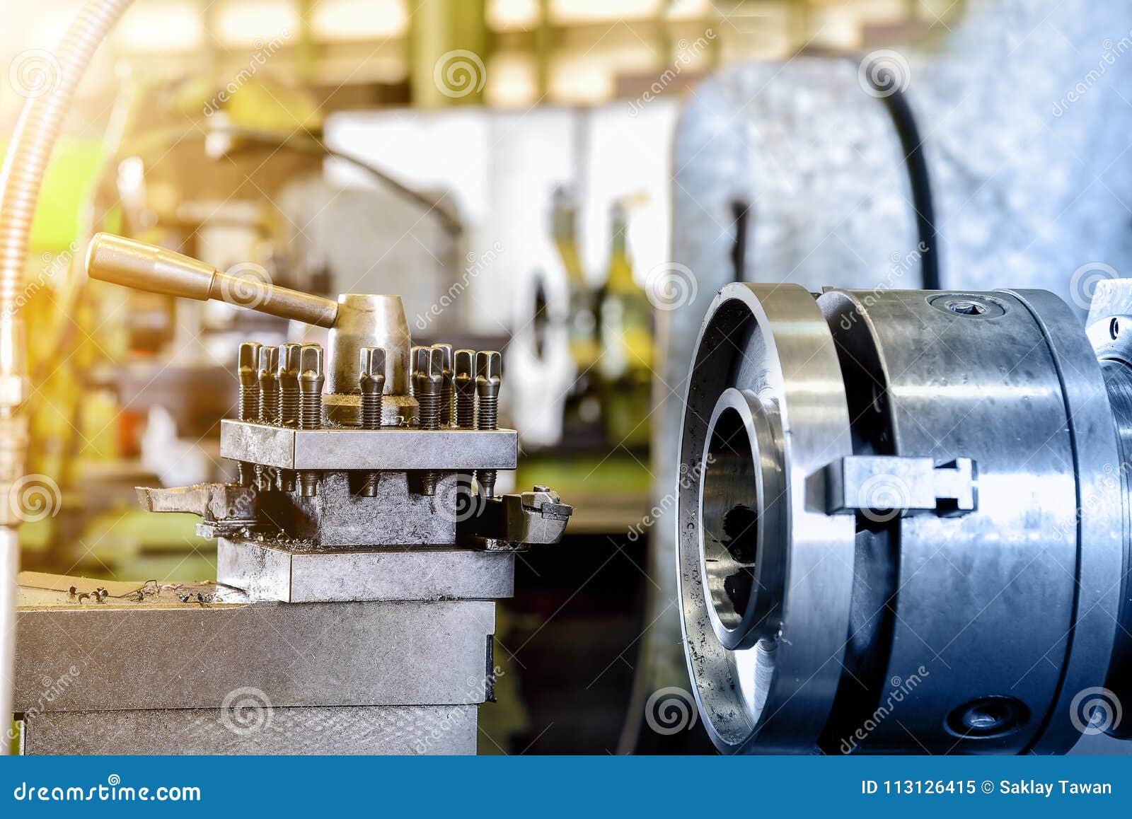 Old lathe in factory stock image. Image of industries - 113126415