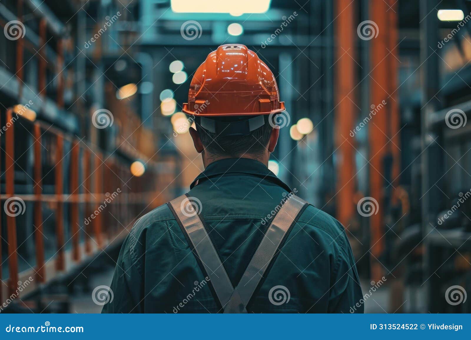 Industrious Back View of Standing Worker in Uniform. Generate Ai Stock ...