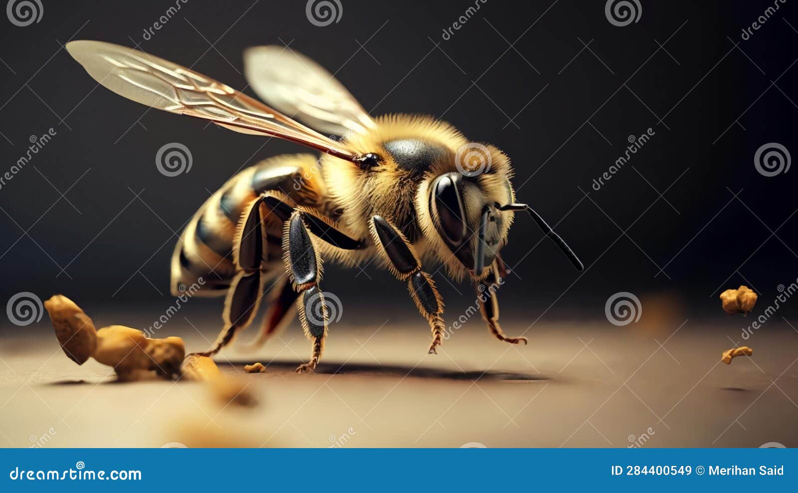 Industrious Bee Flying in Search of Its Pollen Stock Illustration ...