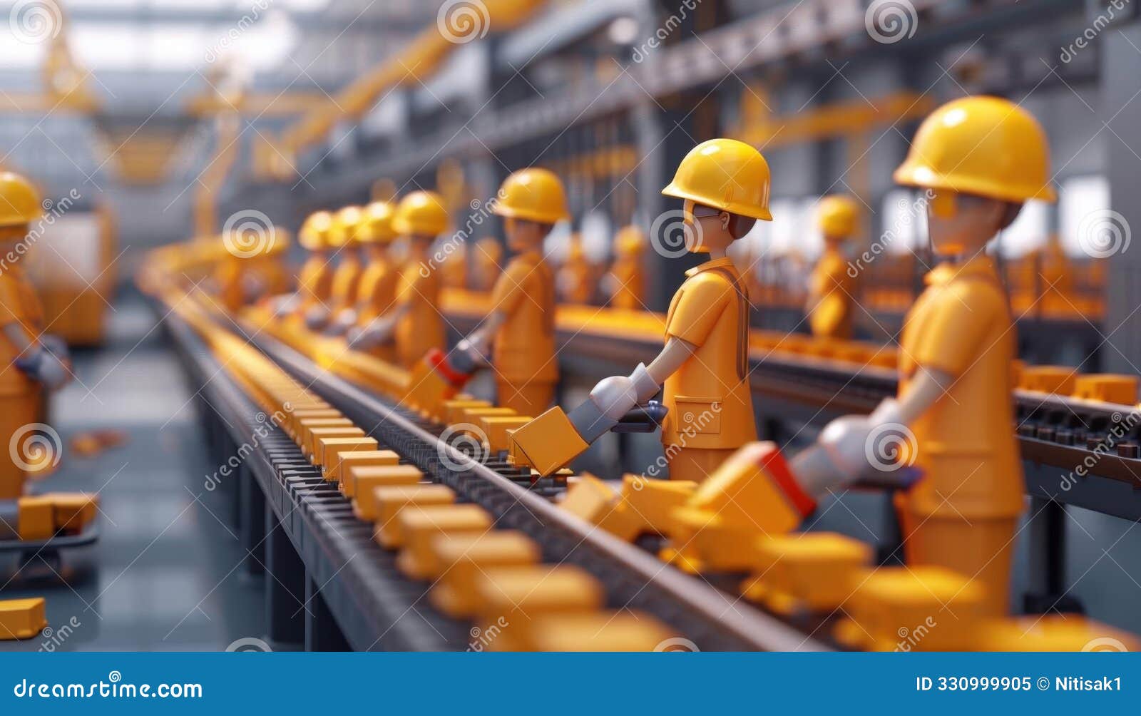 47 Industrious 3D Cartoon Assembly Line Workers on Labor Day Stock ...