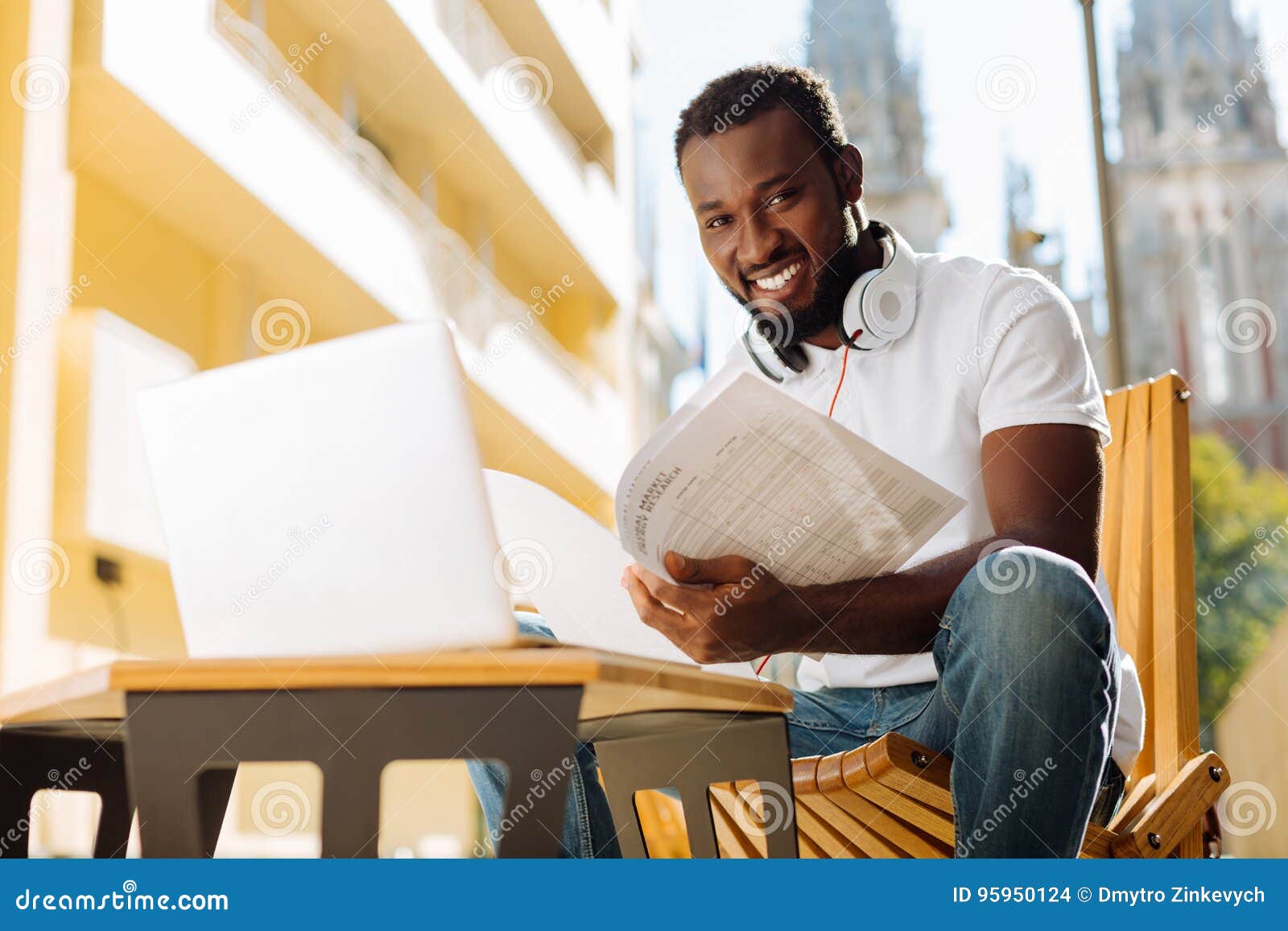Industrious Optimistic Guy Analyzing Data Stock Photo - Image of ...